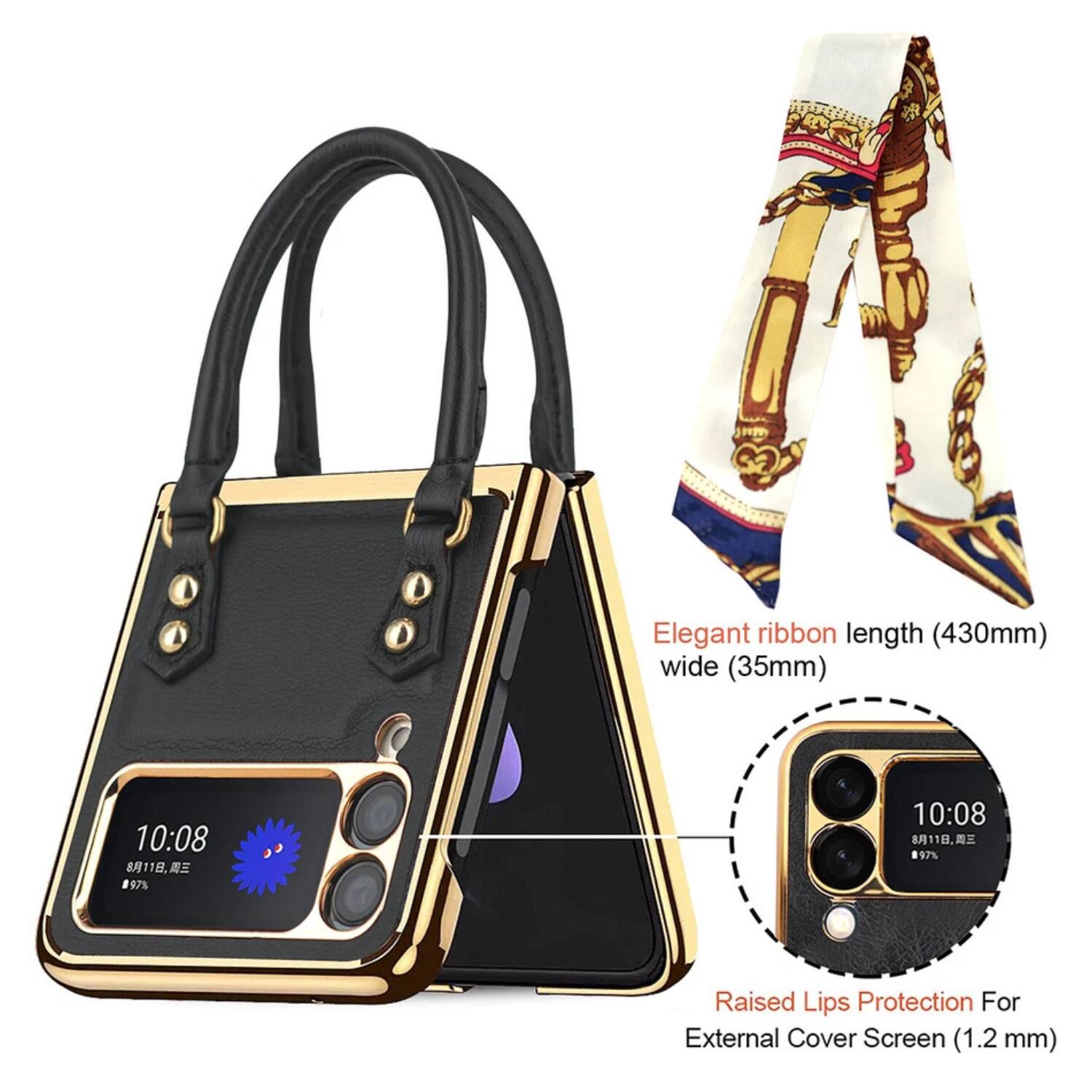 Stock Preferred Portable PU Leather Handle Cover with Cute Kickstand ...