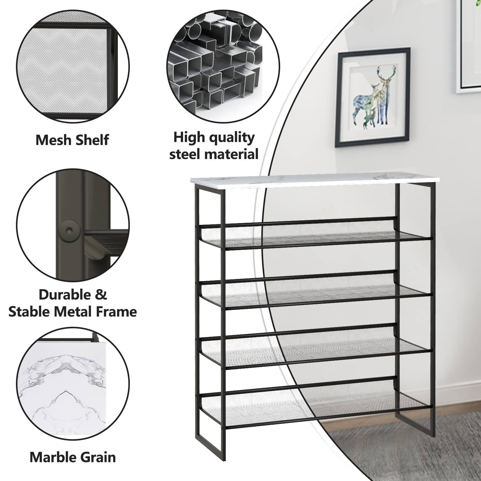 HM 1810 5 Tiers Shoe Rack Multi purpose Adjustable Flat And Slant ...