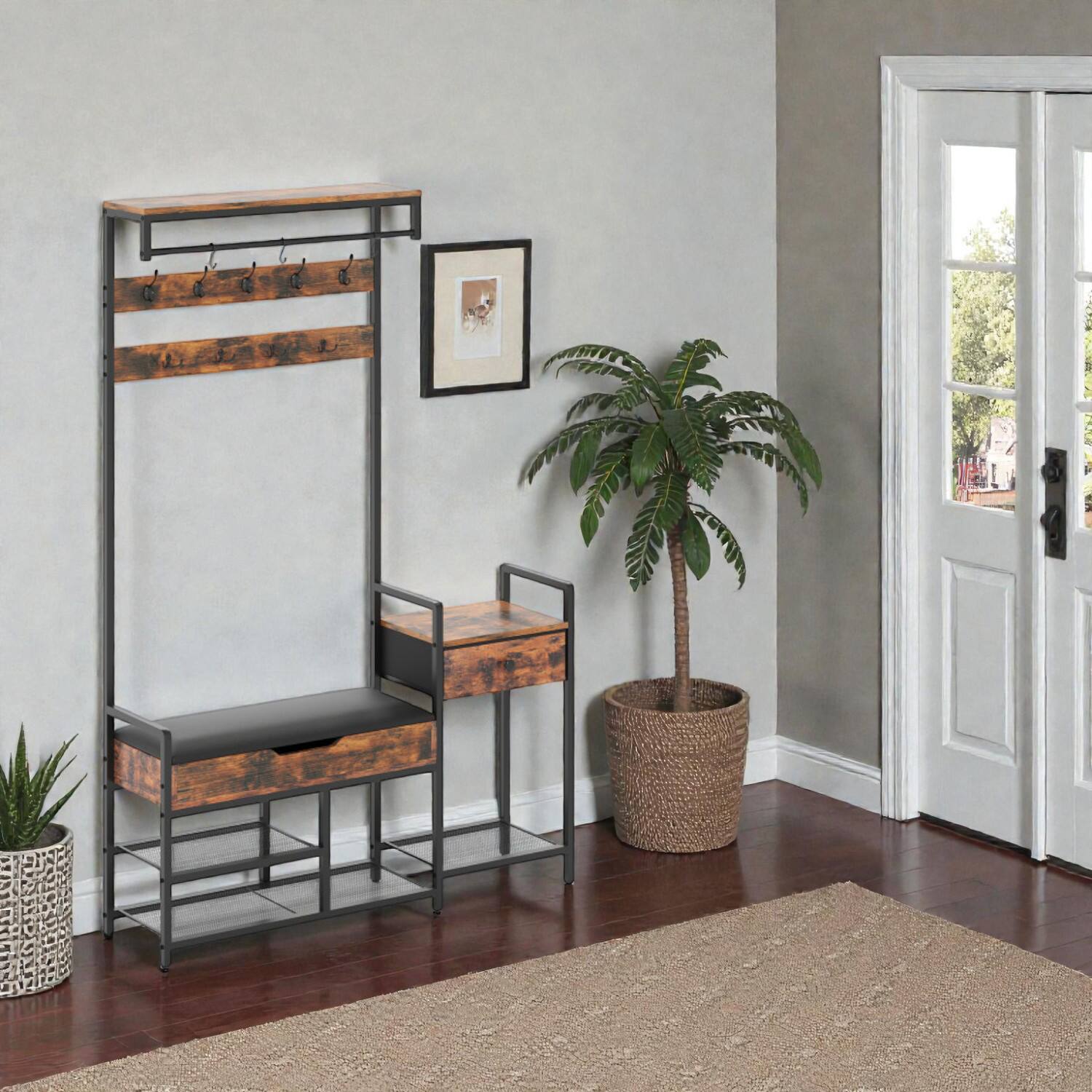 Hivvago 70" Vertical Hall Tree with Shoe Storage and Hanging Rack for ...