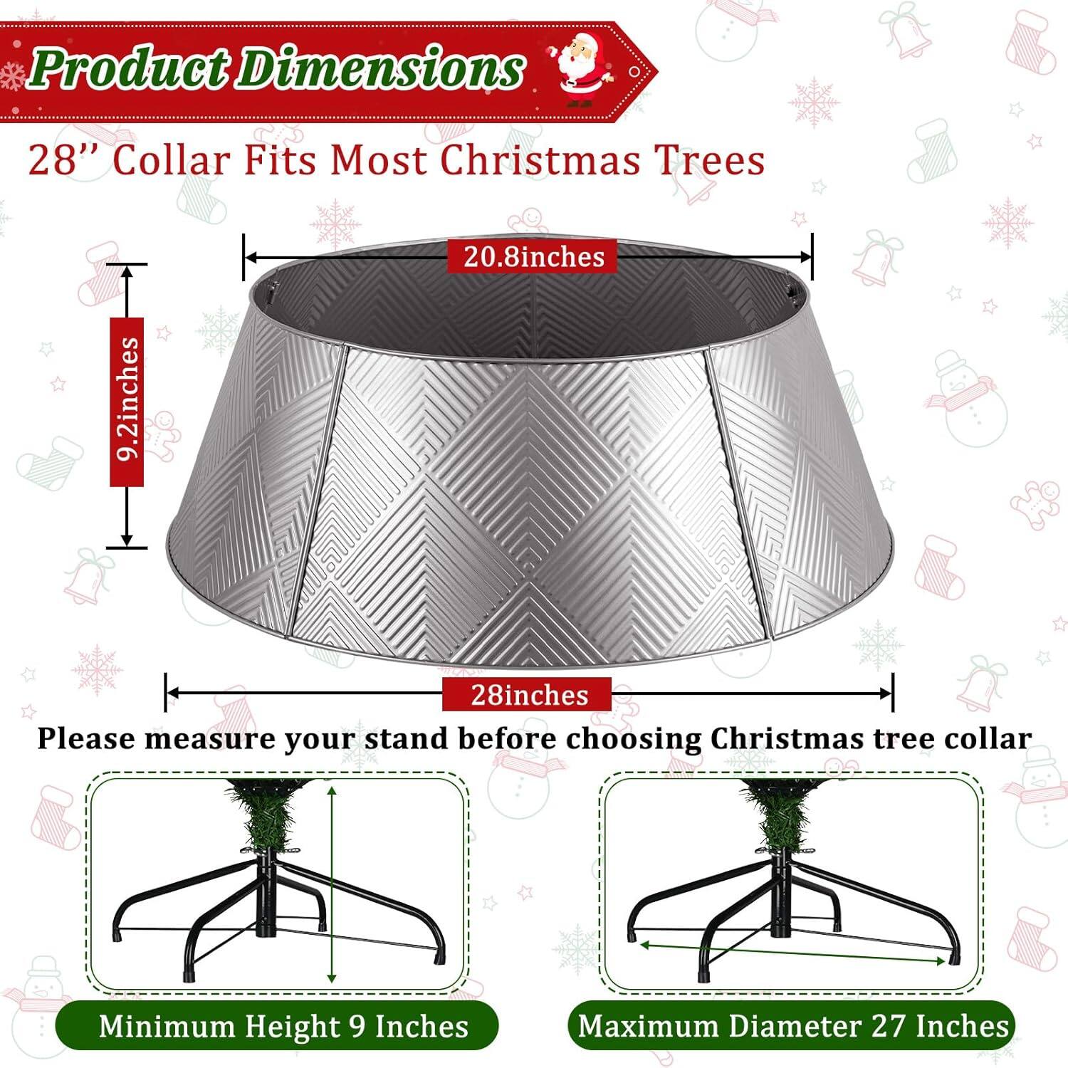 Nordic Hygge Metal Christmas Tree Skirt – 28 Inch Diameter with Unique ...