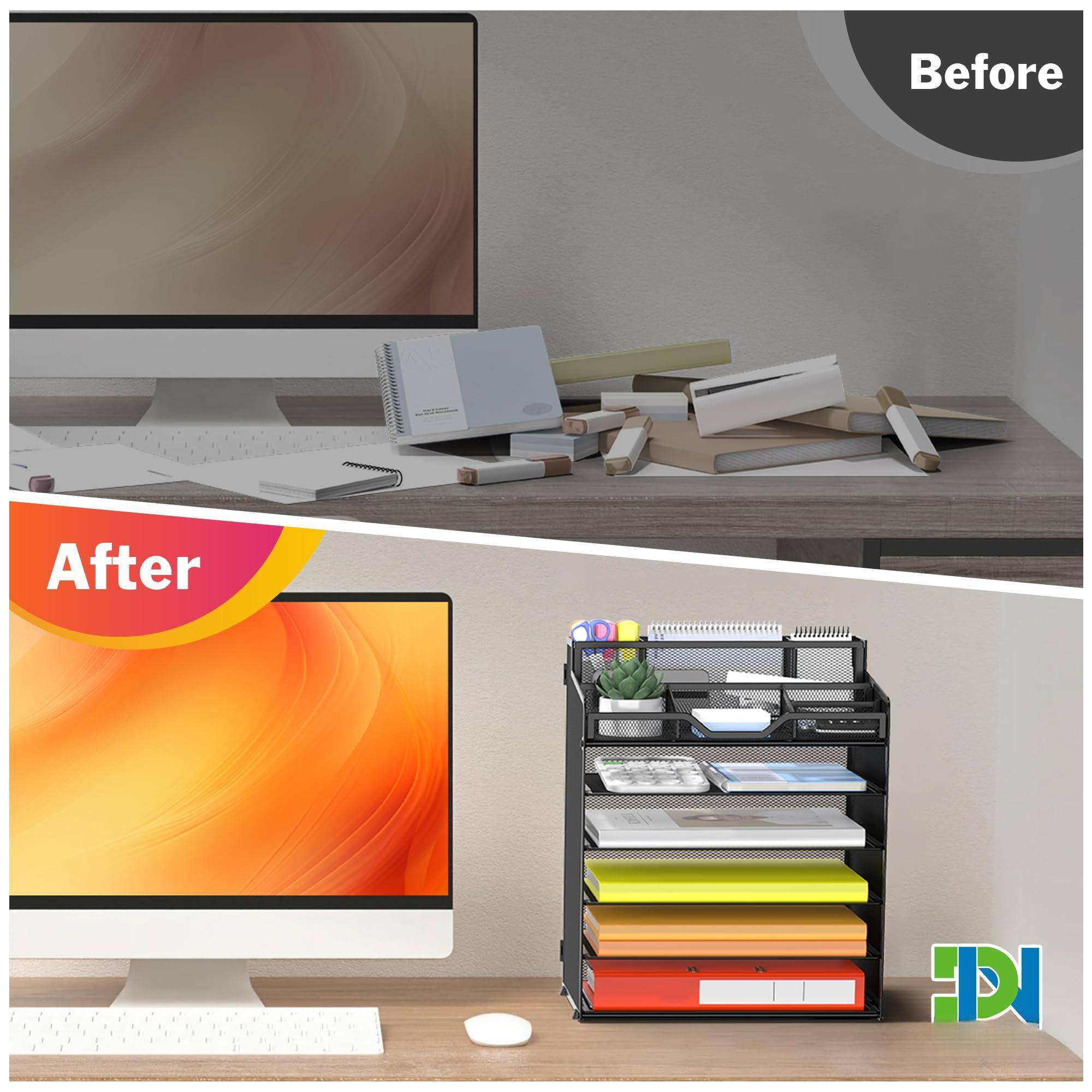 Paradigms Interiors 6 Tier Mesh Desk Organizer For Paper Office ...