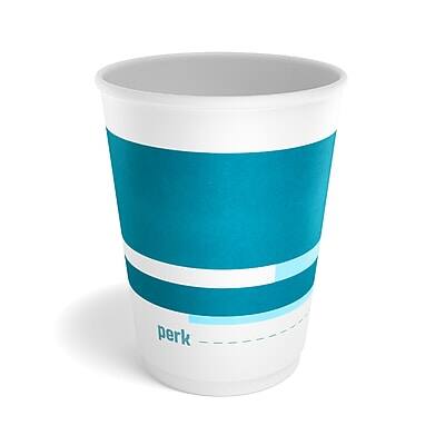 Perk Insulated Double Wall Paper Hot Cup, 12 oz., 40/Pack White/Blue ...