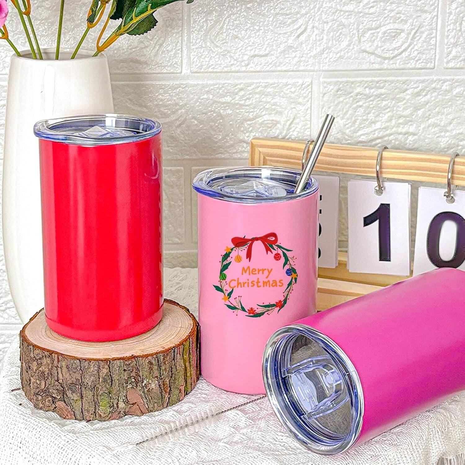 PARKER SLATER 16 pack 12oz stainless steel skinny tumblers with lids and straws, double wall ...