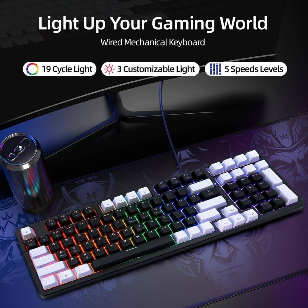 MOSZAR LLC Mechanical Gaming Keyboard, Full Key Compact Wired RGB ...