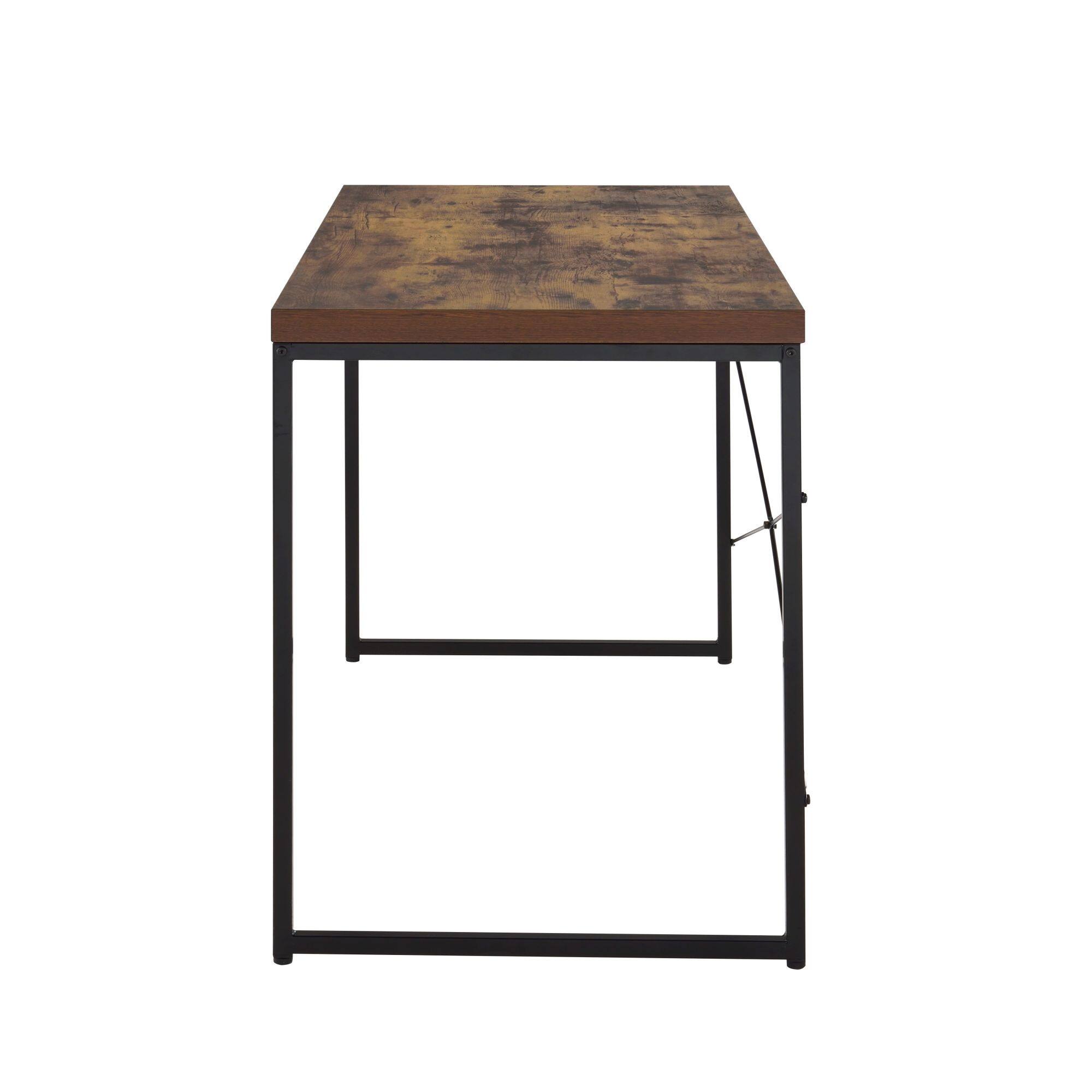 GOODSILO Modern Weathered Finish Rectangular Writing Desk with Black ...