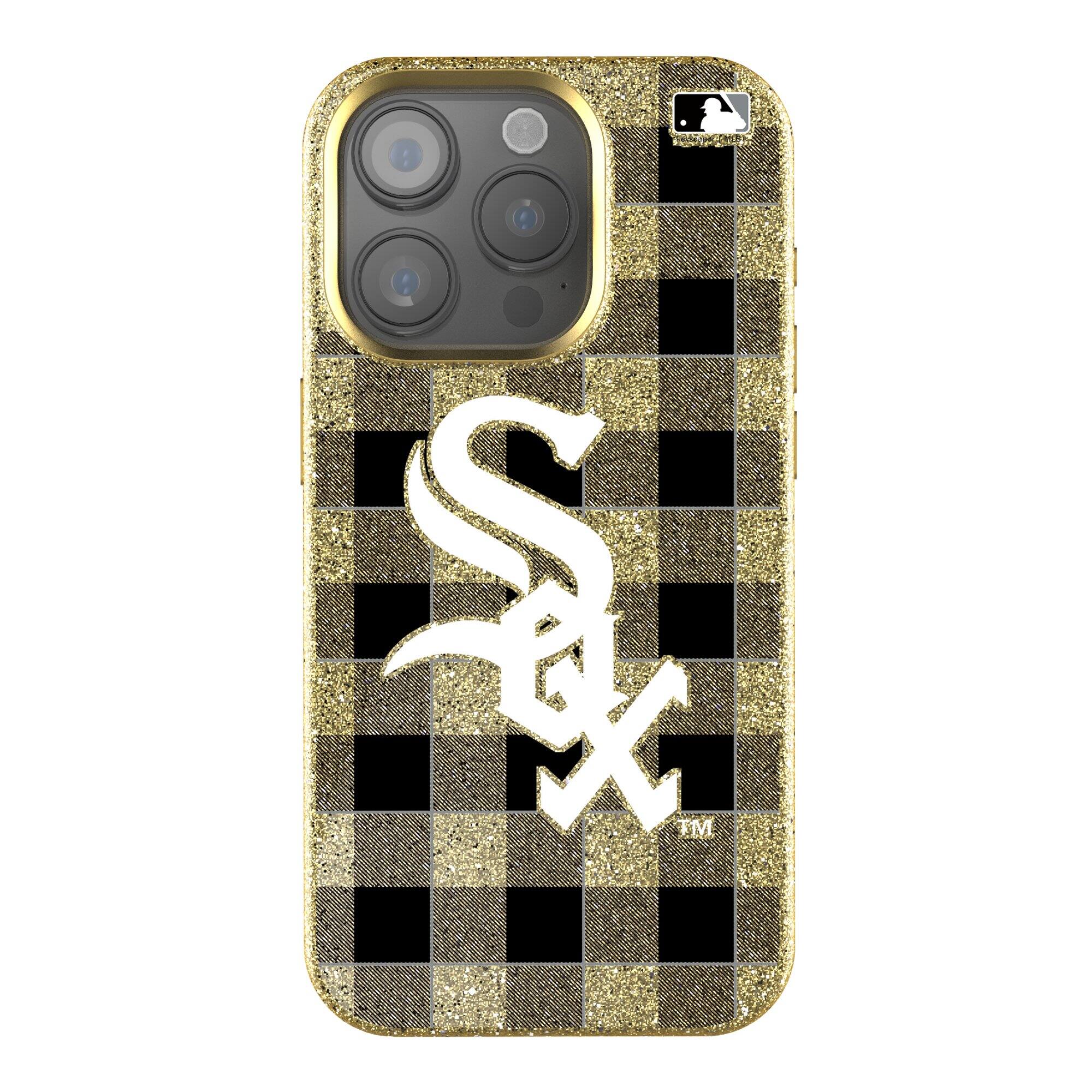 Keyscaper MLB Chicago White Sox Plaid Bling iPhone Case 15 Pro Gold ...