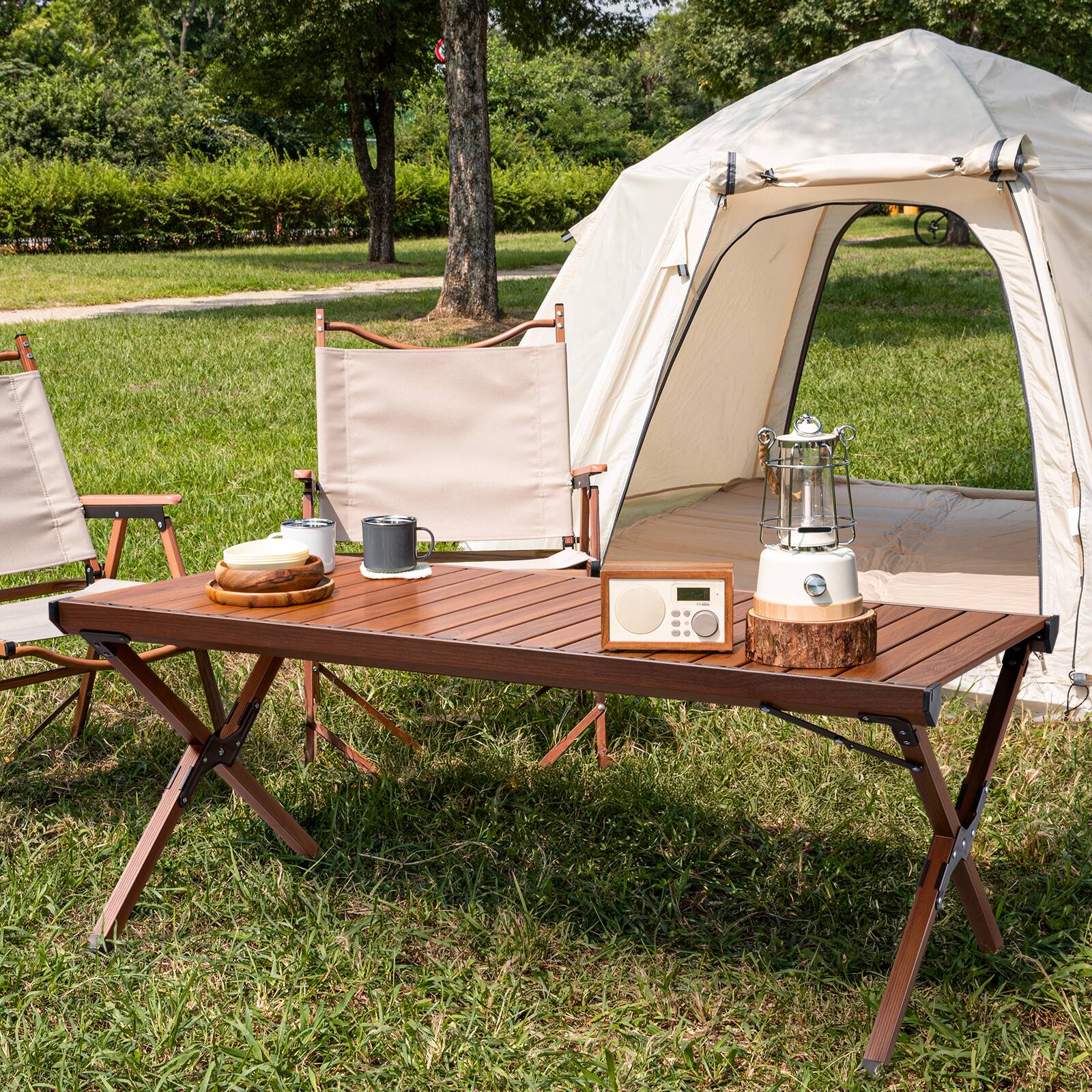 Sugift 47in Portable Aluminum Camping Table, Lightweight Foldable with ...