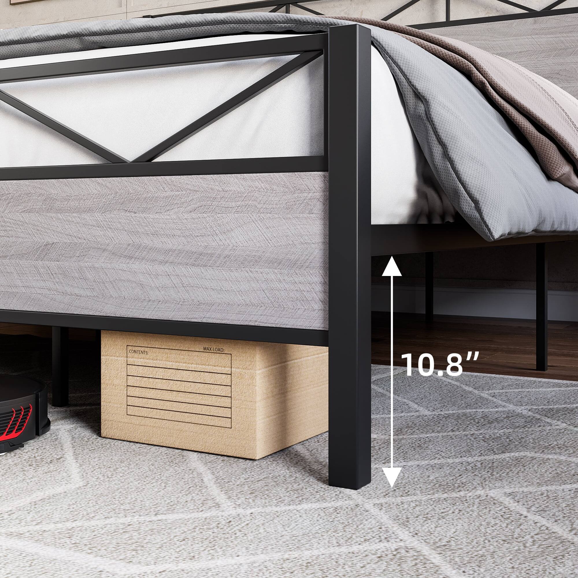 GARVEE King Size Platform Bed Triangular Panel Woodgrain Finish Space ...