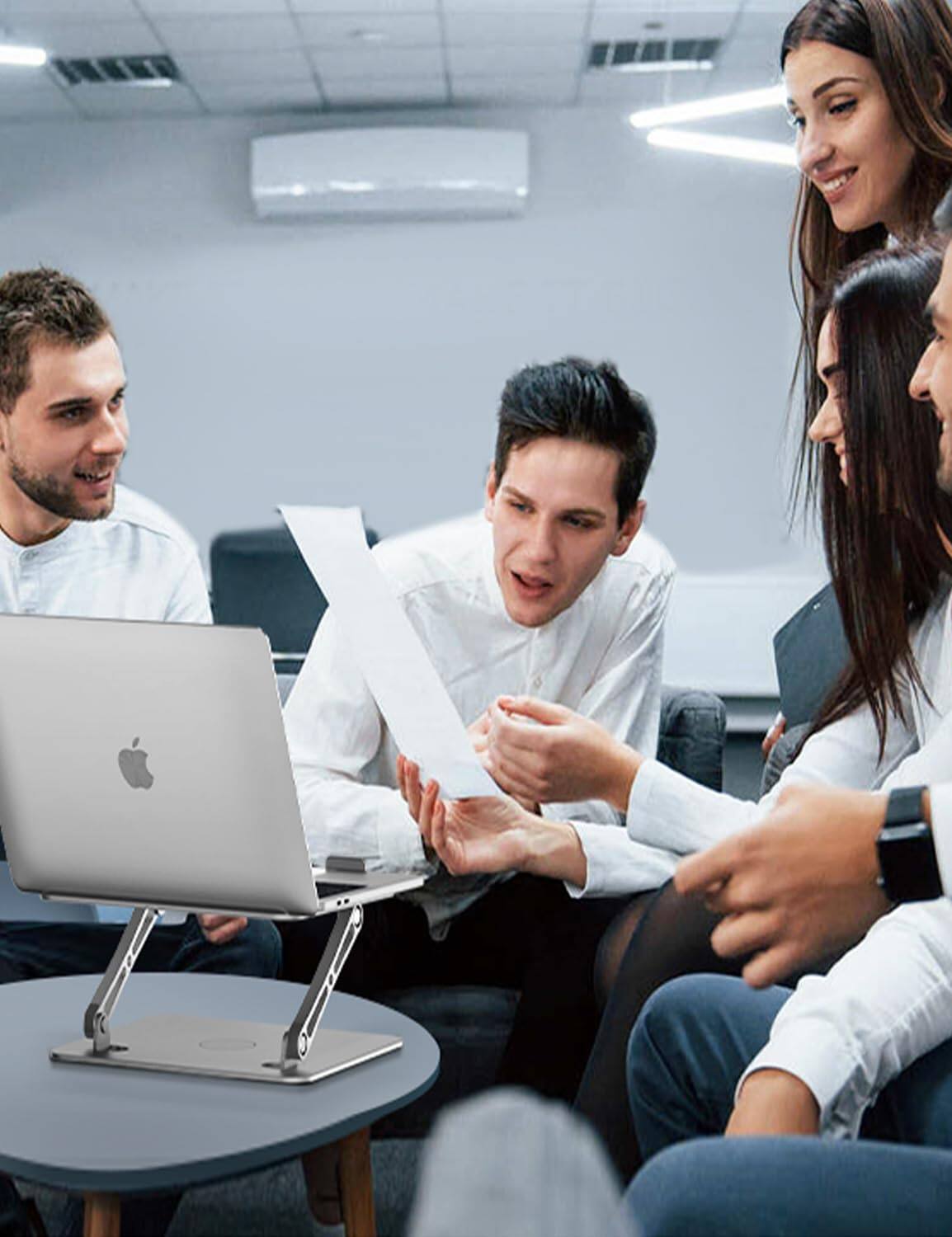 Hanke Adjustable Laptop Stand With 360 Rotating Base For Desk Foldable Portable Riser ...