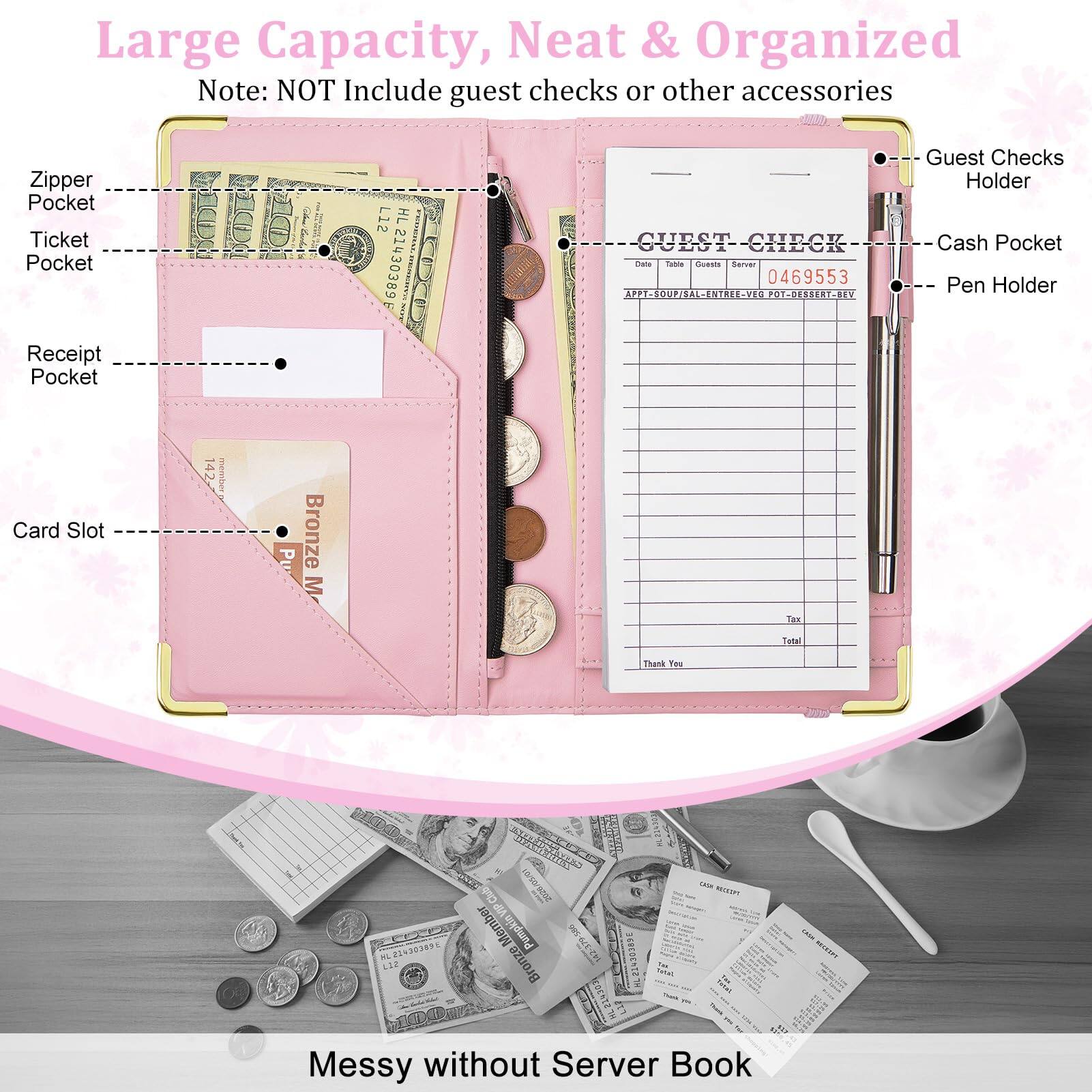 Stylel Star Server Books For Waitress Leather Book With Zipper Pocket ...