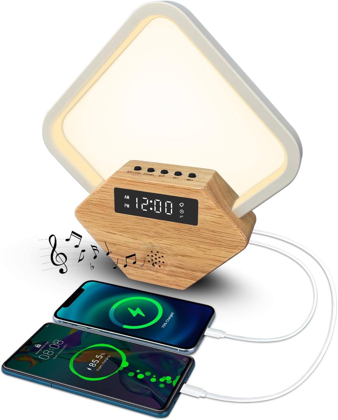 Stamp n Camp - Wood Sunrise Alarm Clock with White Noise Machine 3 ...