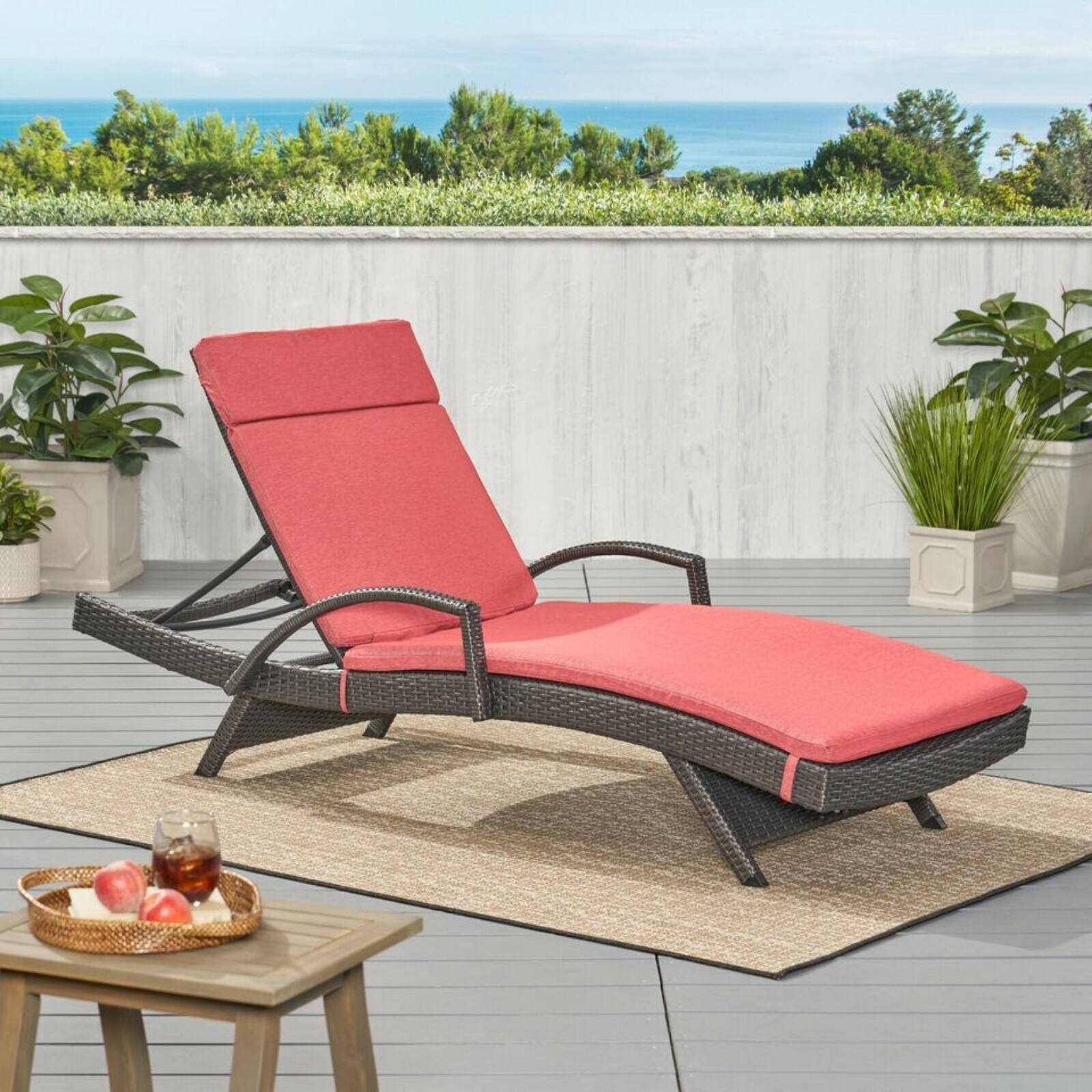 Ecooso 2PCS Outdoor Chaise Lounge Cushion，Water Resistant，100% ...