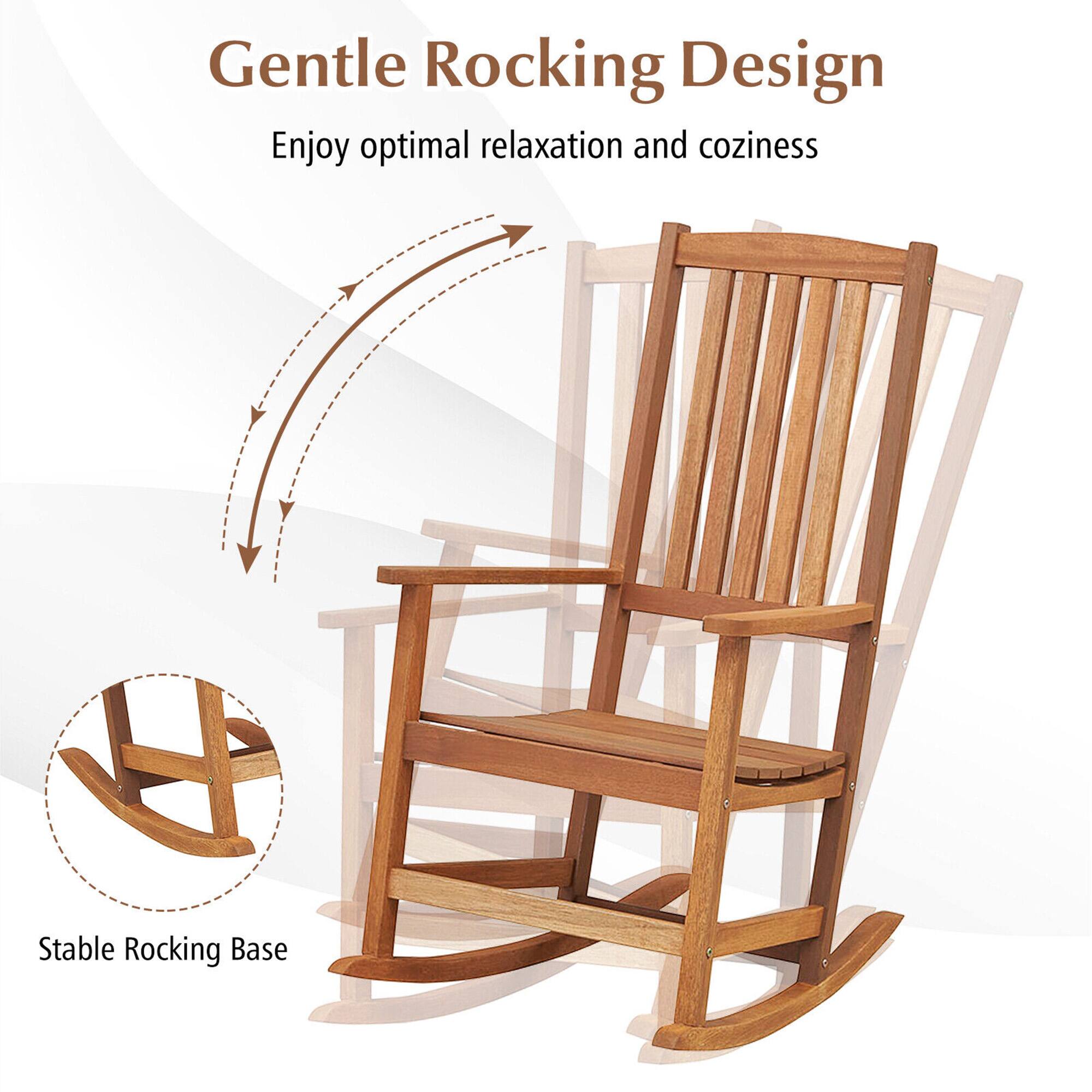 Gymax Rocking Chair High Back Outdoor Rocker with Smooth Rocking Base ...