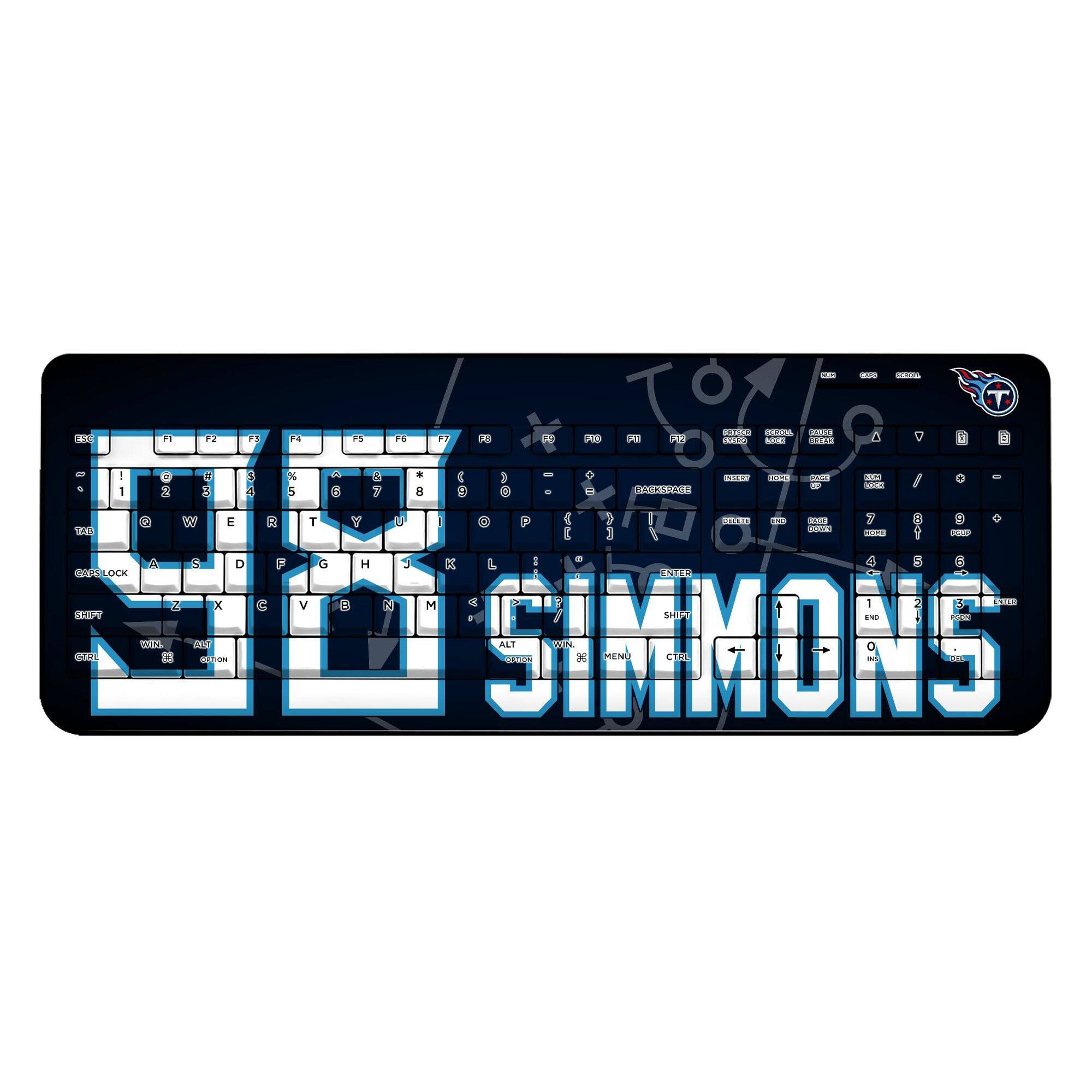 Keyscaper Jeffery Simmons Tennessee Titans Wireless Keyboard Black ...