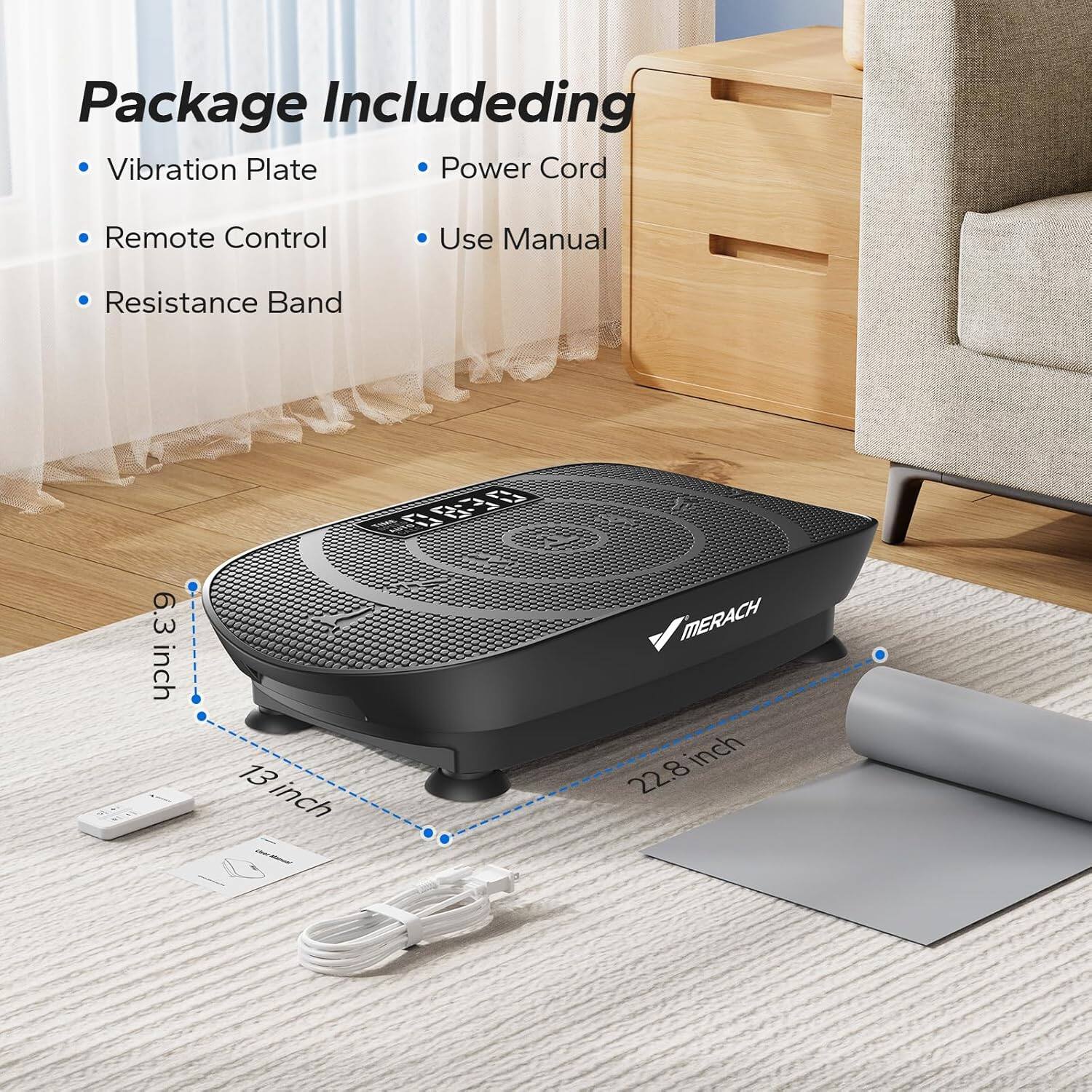 MERACH Vibration Plate Whole Body Workout Power Exercise Machine Bluetooth and Silicone Pedal ...