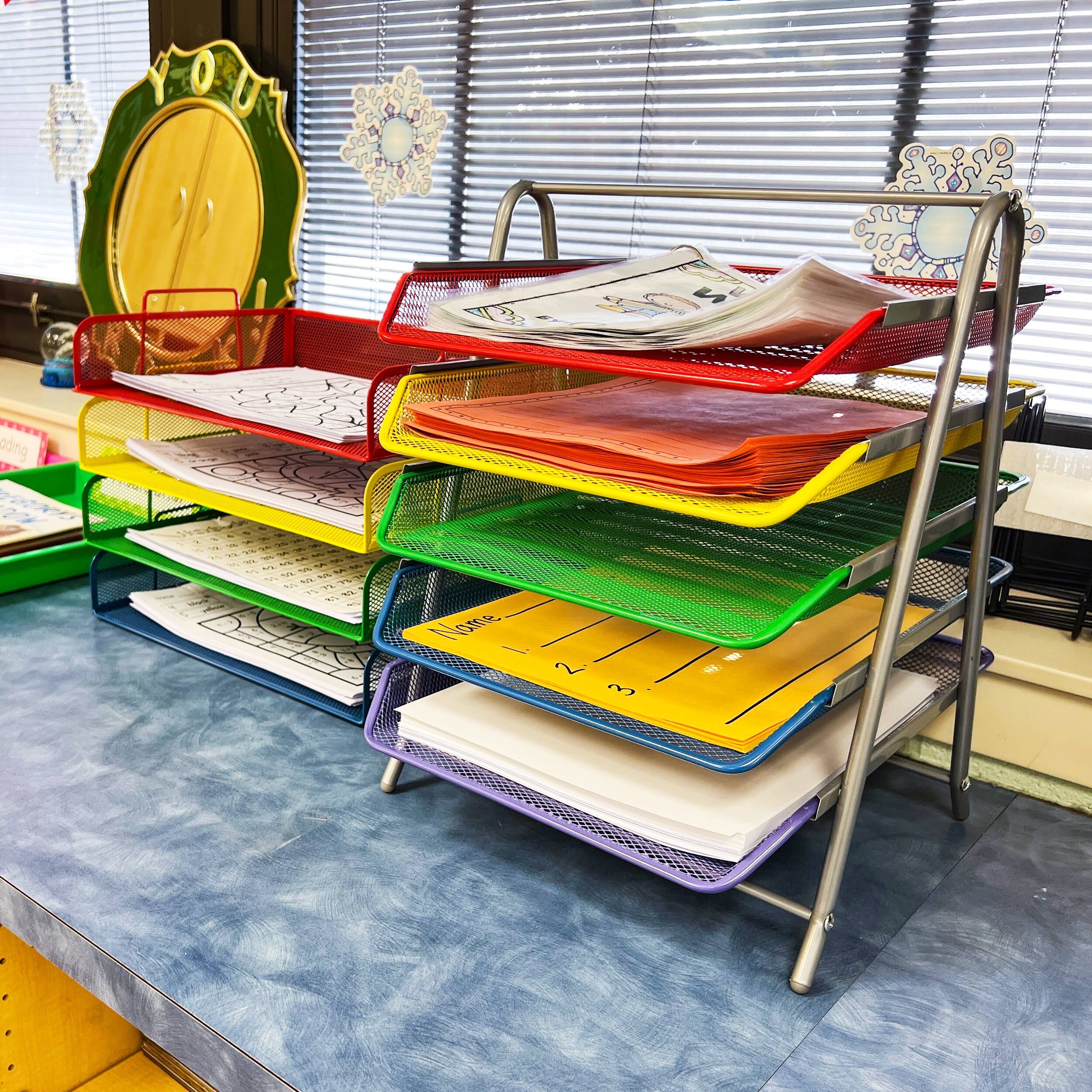 Mind Reader 5 Tier Paper Tray Organizer with Multicolor Trays ...