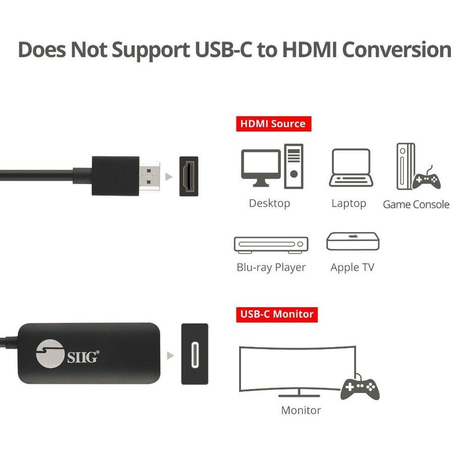 SIIG Inc SIIG HDMI to USB C Port 4K 60Hz Converter Adapter NOT a Bi ...