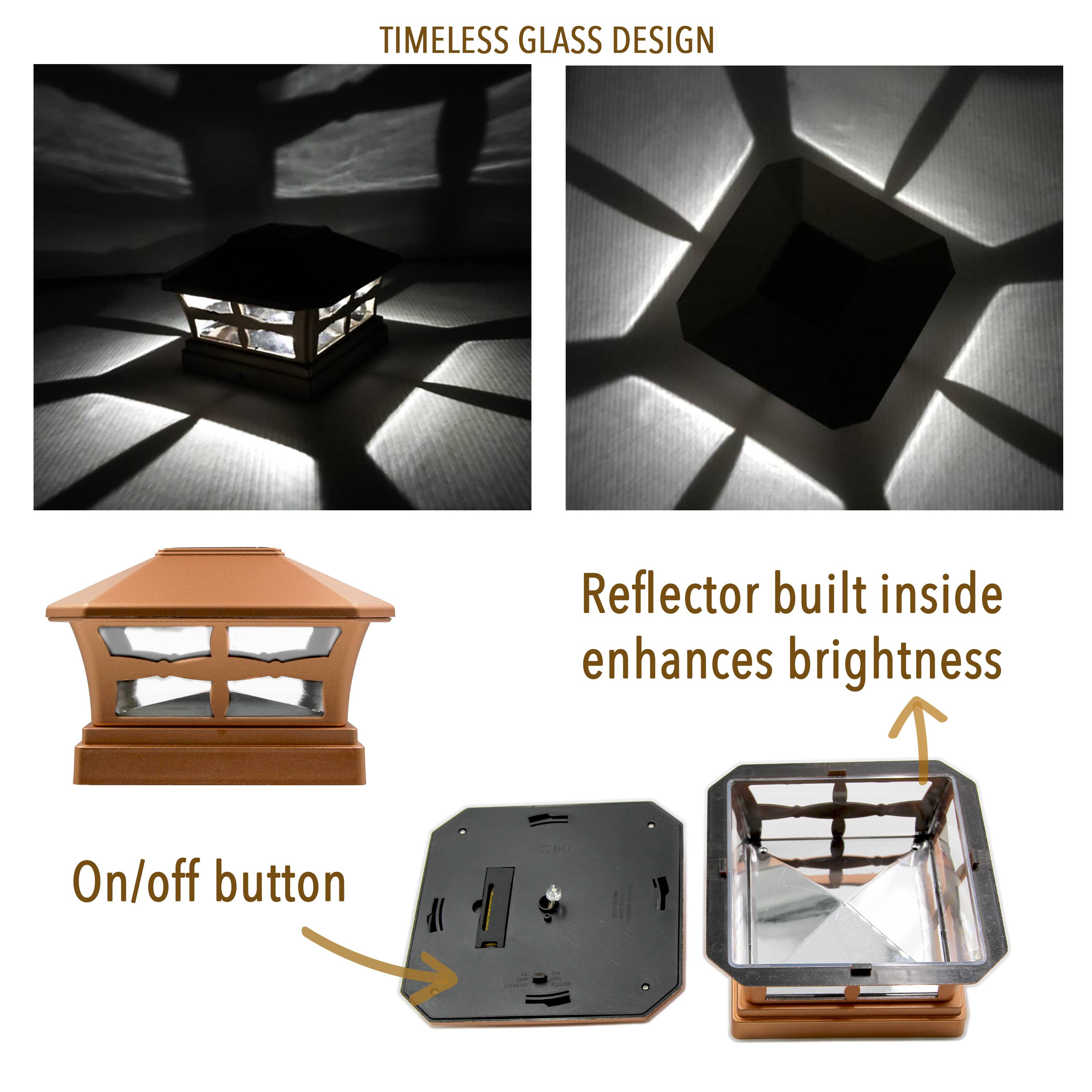 FC Design Copper Plastic Solar Post Cap Light Single LED, Fits 6x6 Inch ...