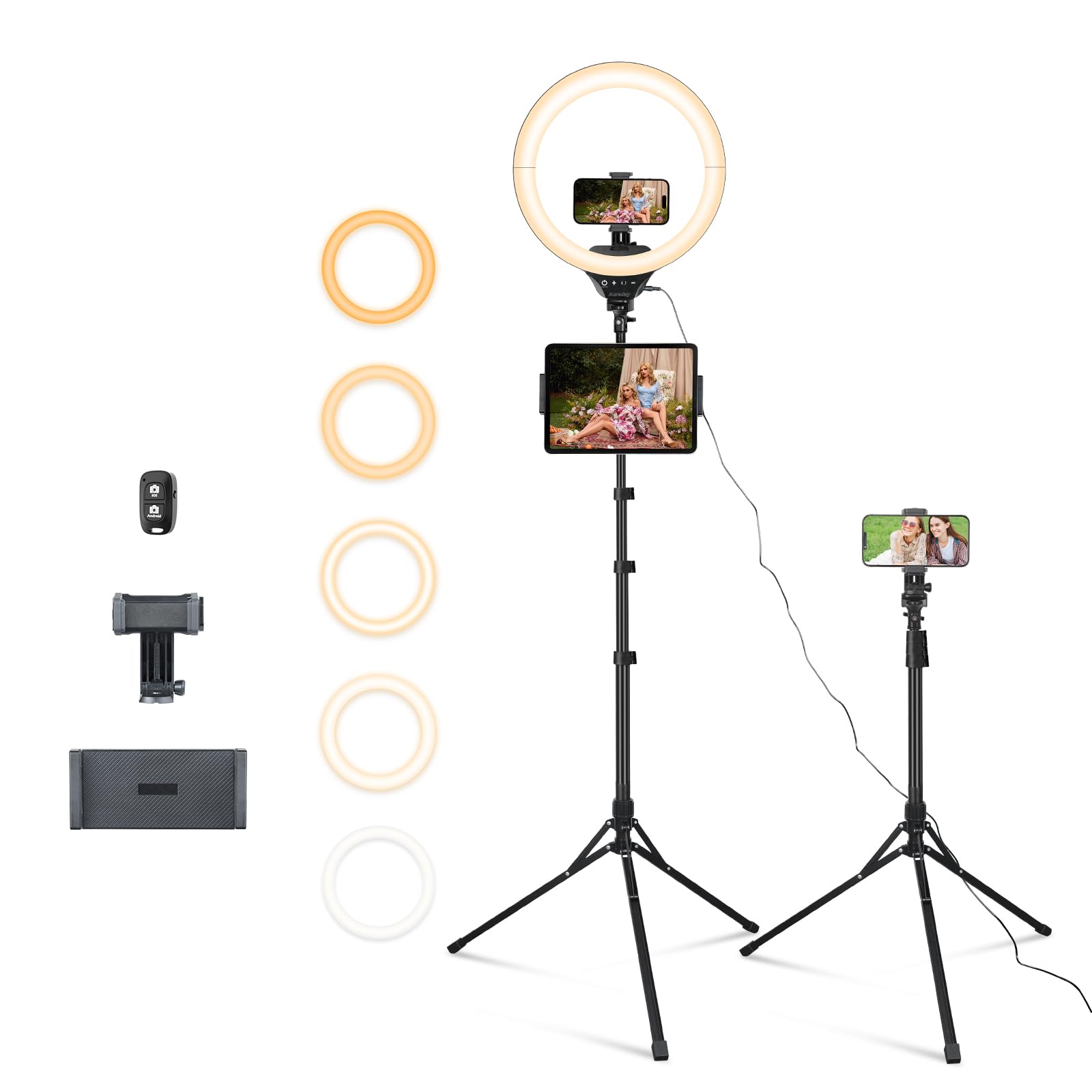 PO3TICJUNKI3 12 Overhead Ring Light With Stand Dimmable Ringlight Phone ...