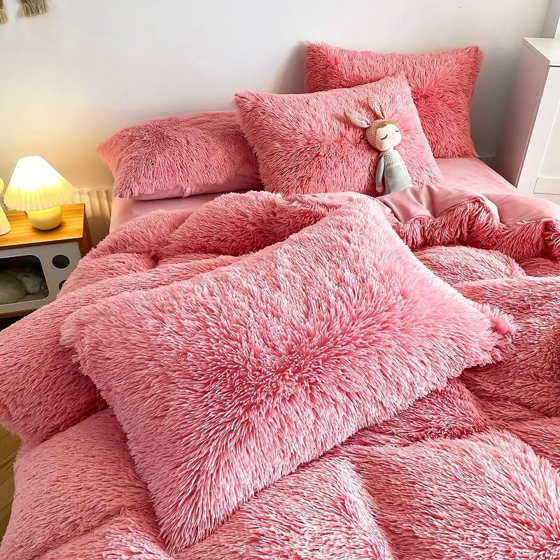 Comfort Essence Faux Plush Dark Comforter Cover Duvet Twinfull Bed Set ...