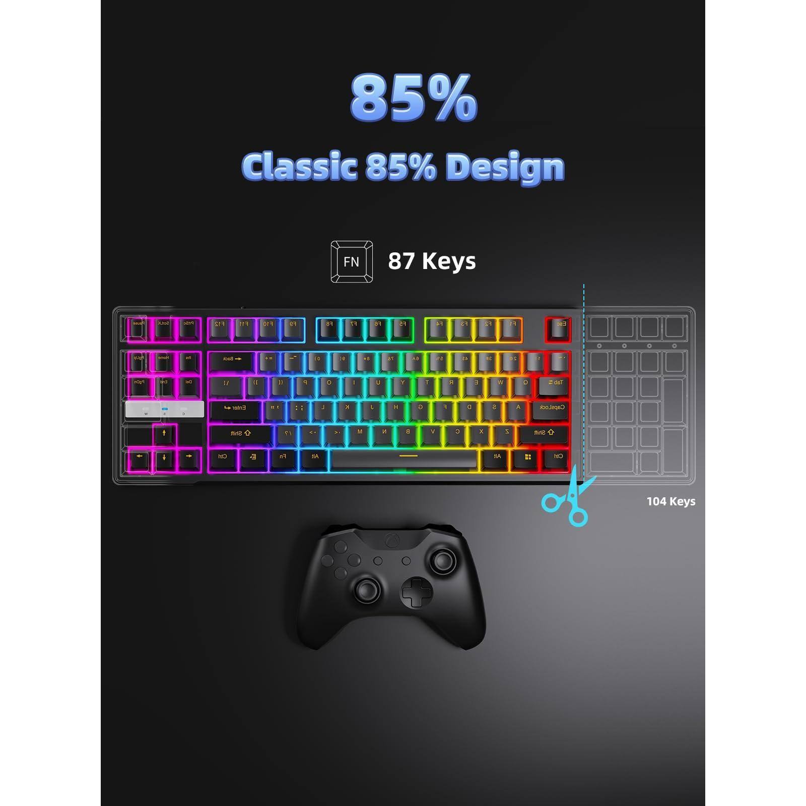 Stamp n Camp Cr87 Hot swappable Rgb Mechanical Gaming 87 Key Compact ...
