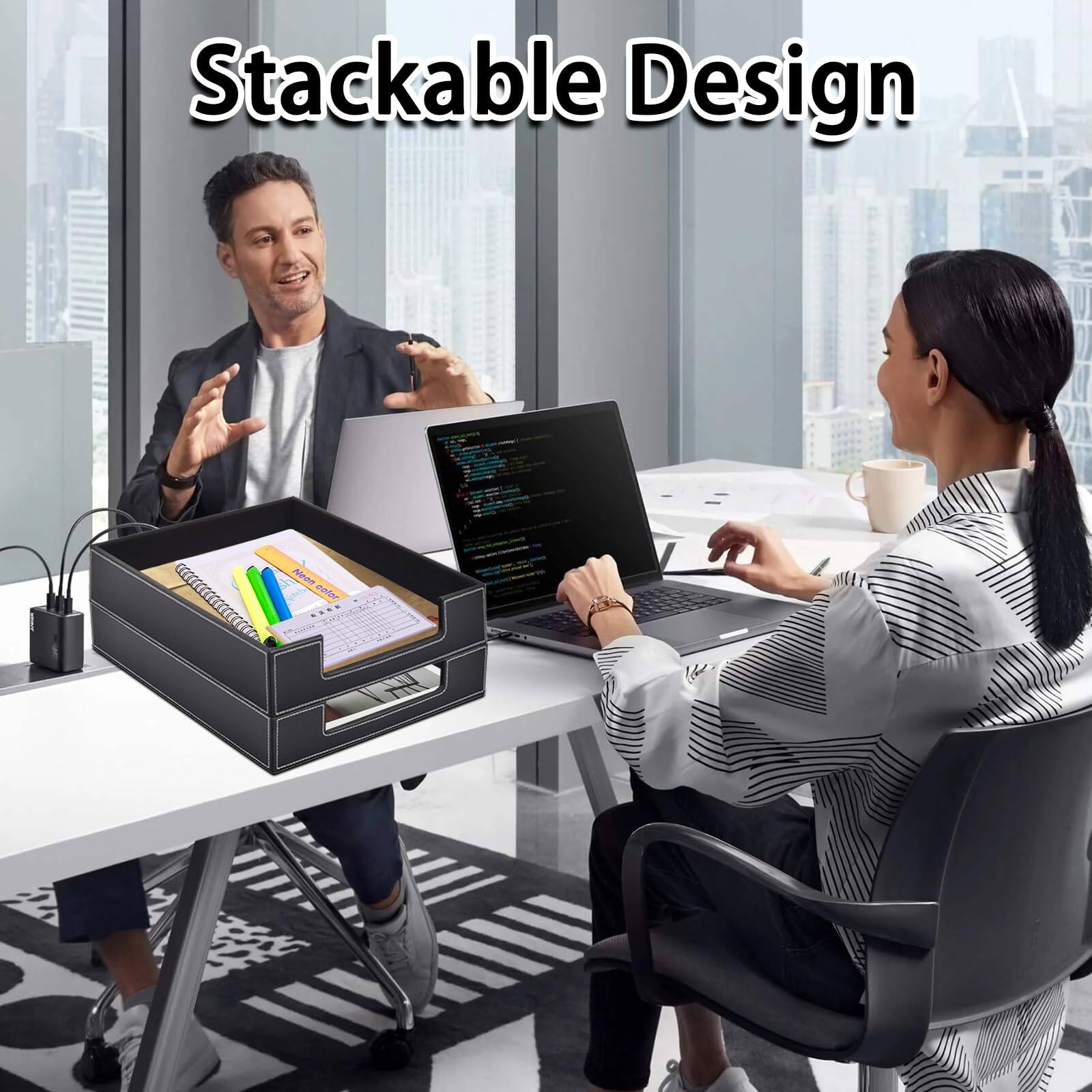 Dapper Styles Leather Letter Tray Office Supplies Desk Organizer For ...