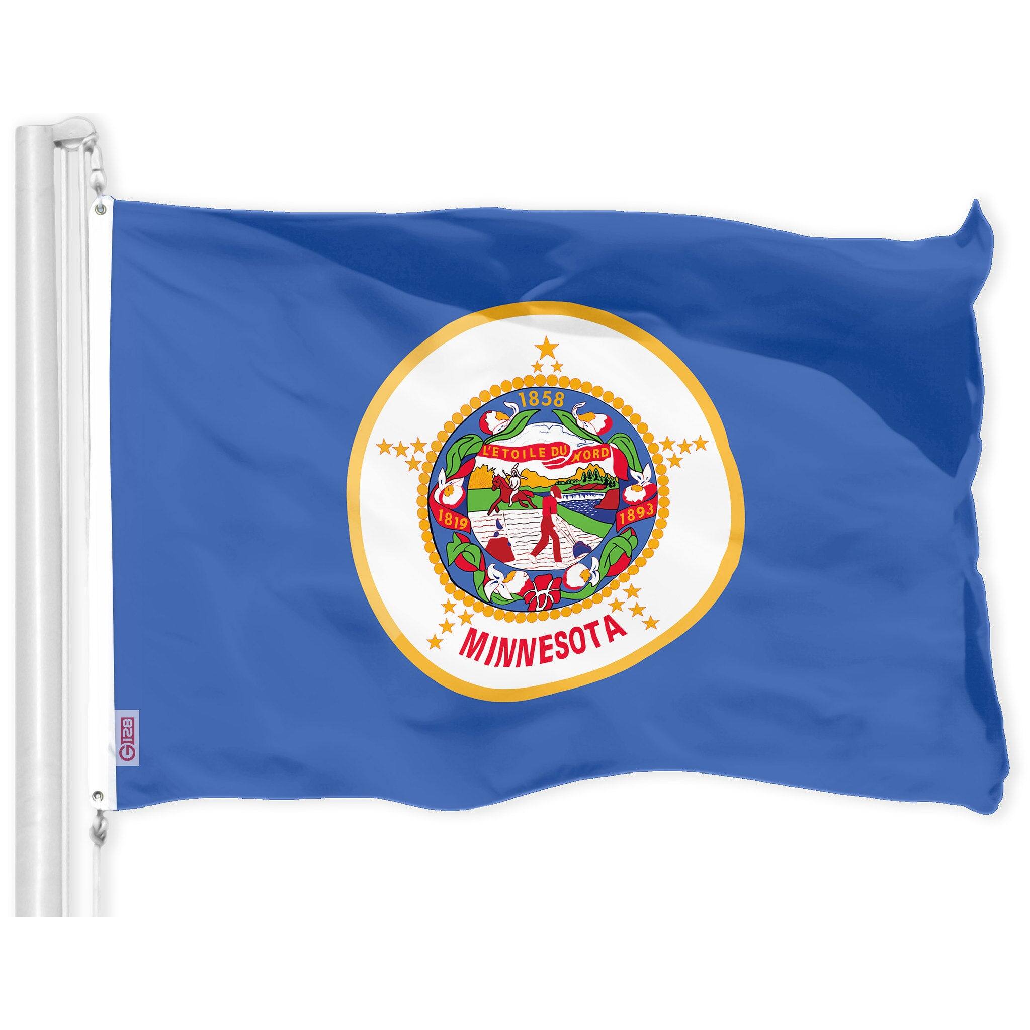 G128 Minnesota State Flag, 3 x 5 ft, Printed 300D Polyester, Indoor ...