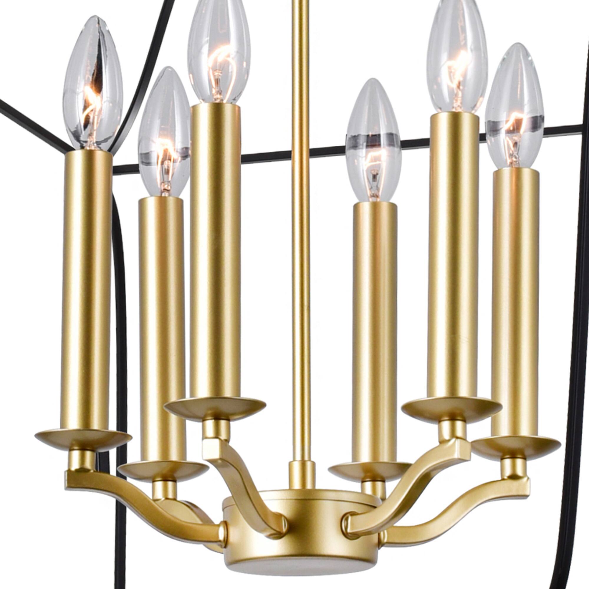 CWI Lighting Tudor 6 Light Chandelier With Finish Satin Gold & Black ...