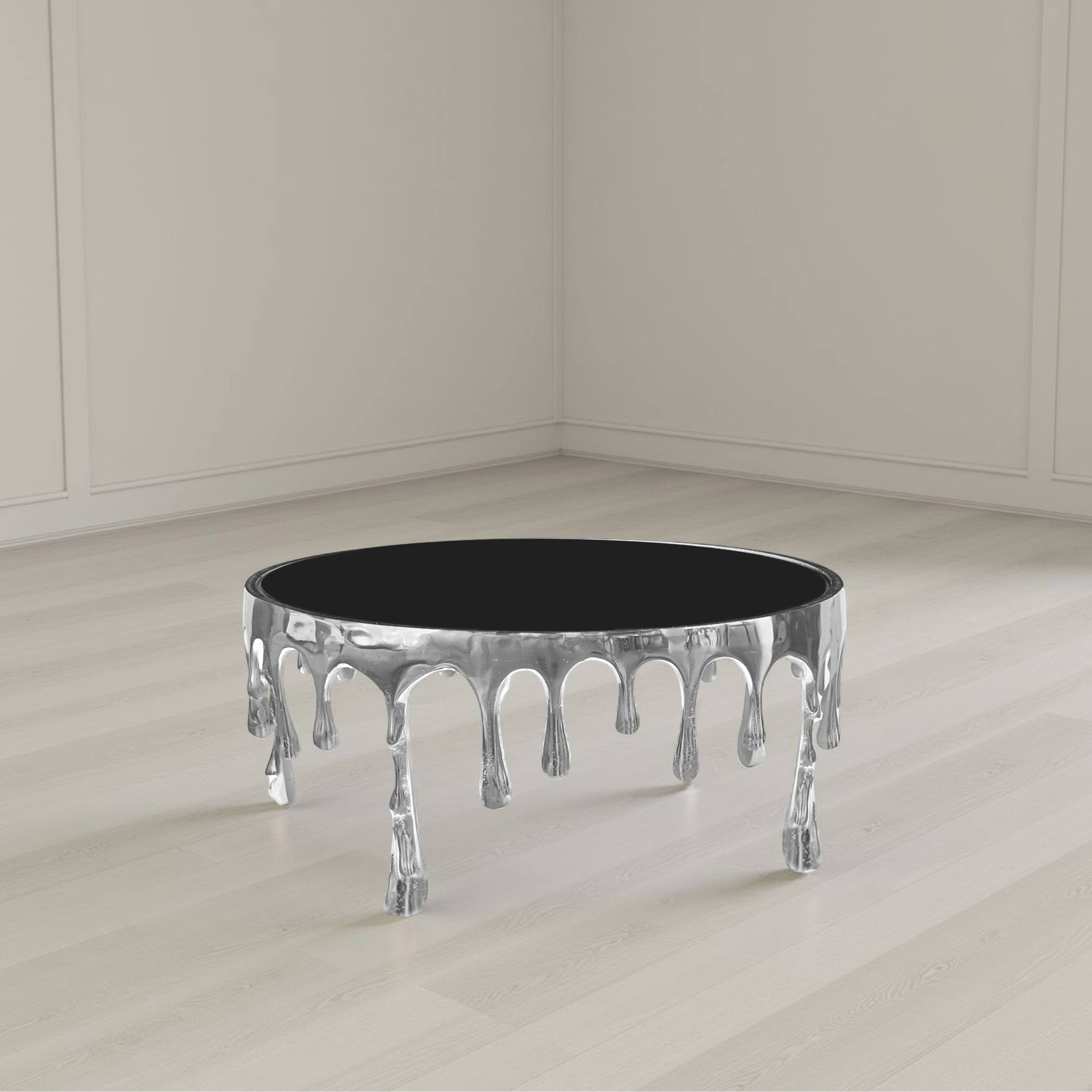 Manhattan Lane Capri Coffee Table | 36 Inch Round Glass Top | Melting ...