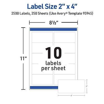 Avery Sure Feed Laser/Inkjet Shipping Labels, 2" x 4", 10 Labels/Sheet ...