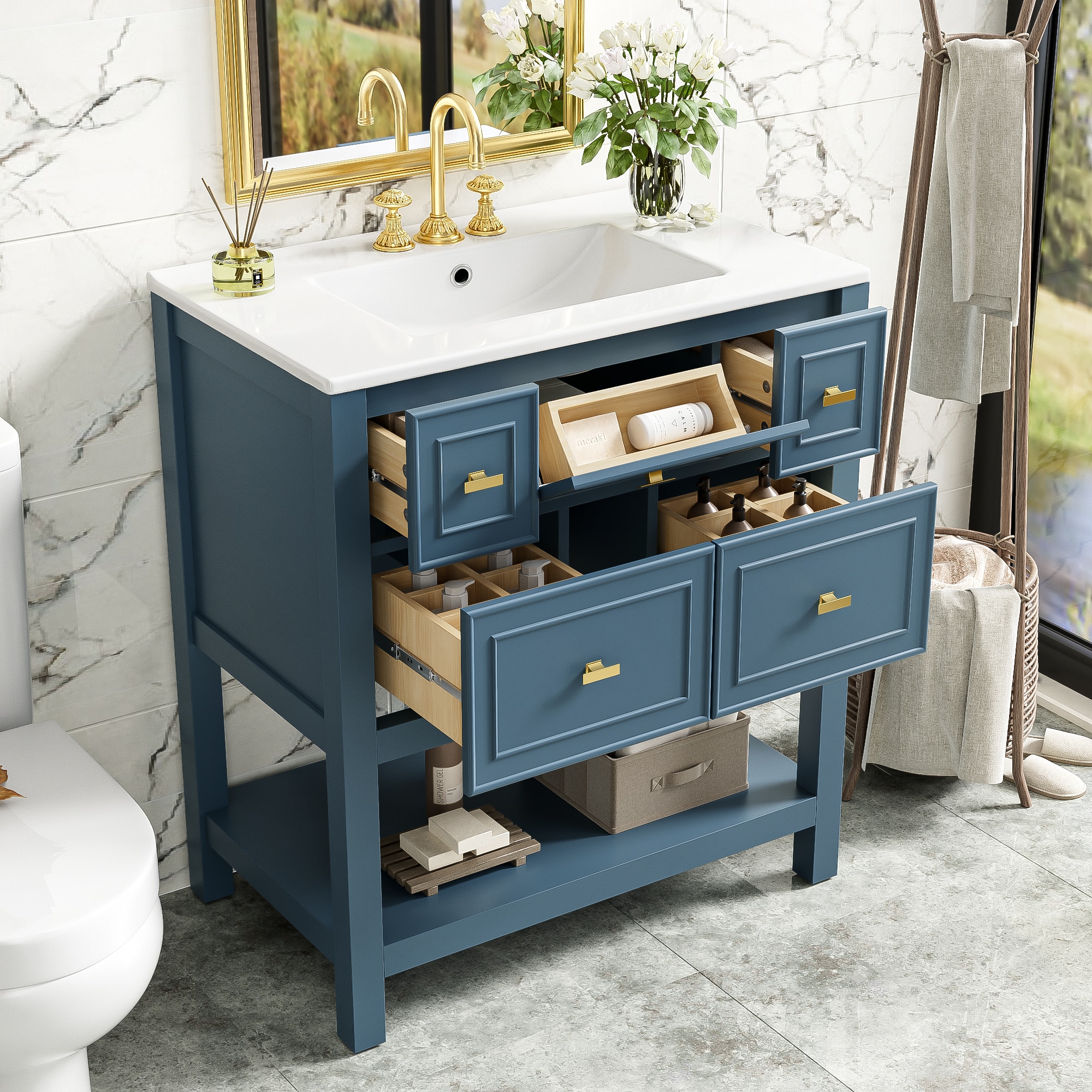 Cabinet Tiramisubest - 30" Bathroom Vanity with Ceramic Sink Combo ...