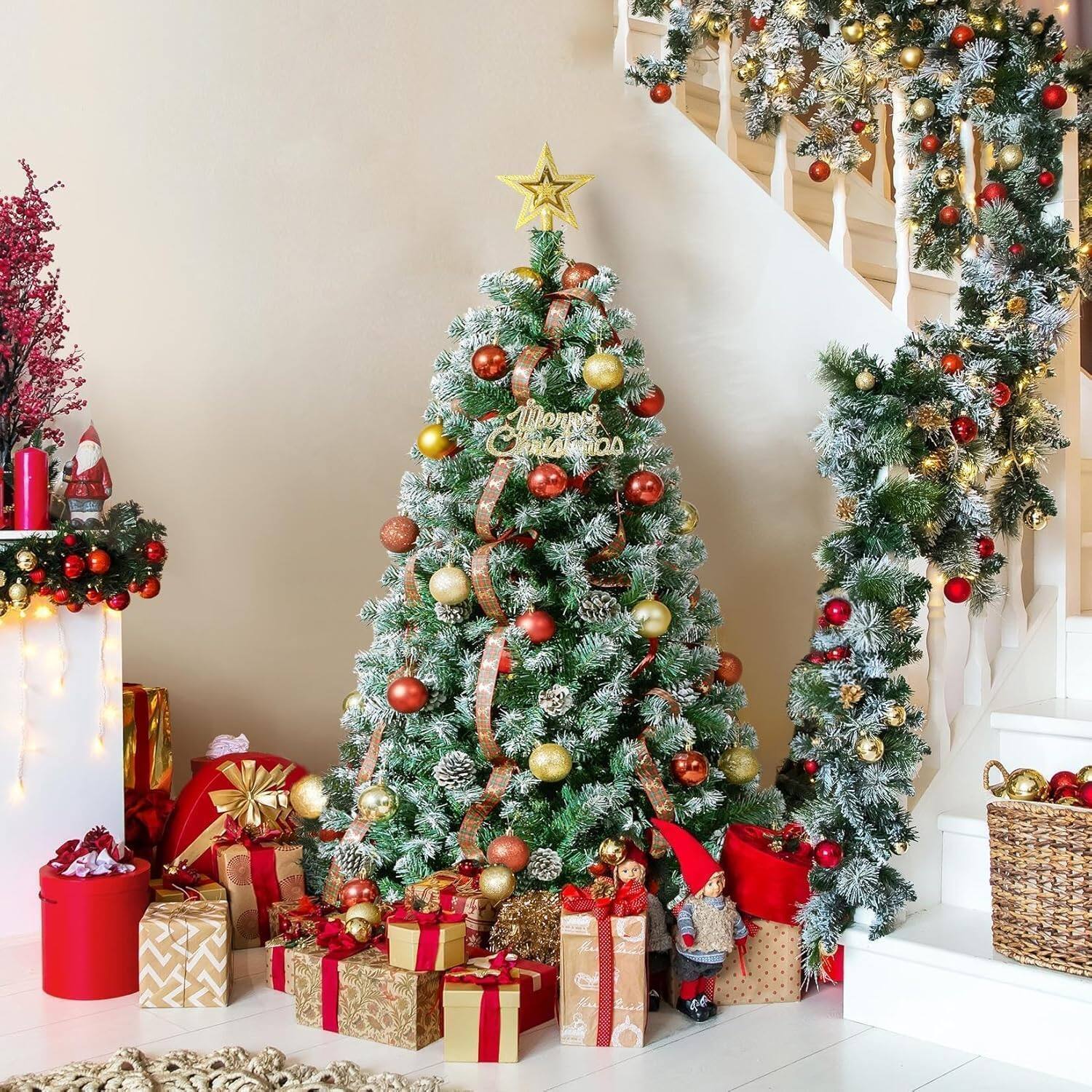 Qeetex 4.5FT Decorated Holiday Christmas Tree with 1,000 PVC Branch ...