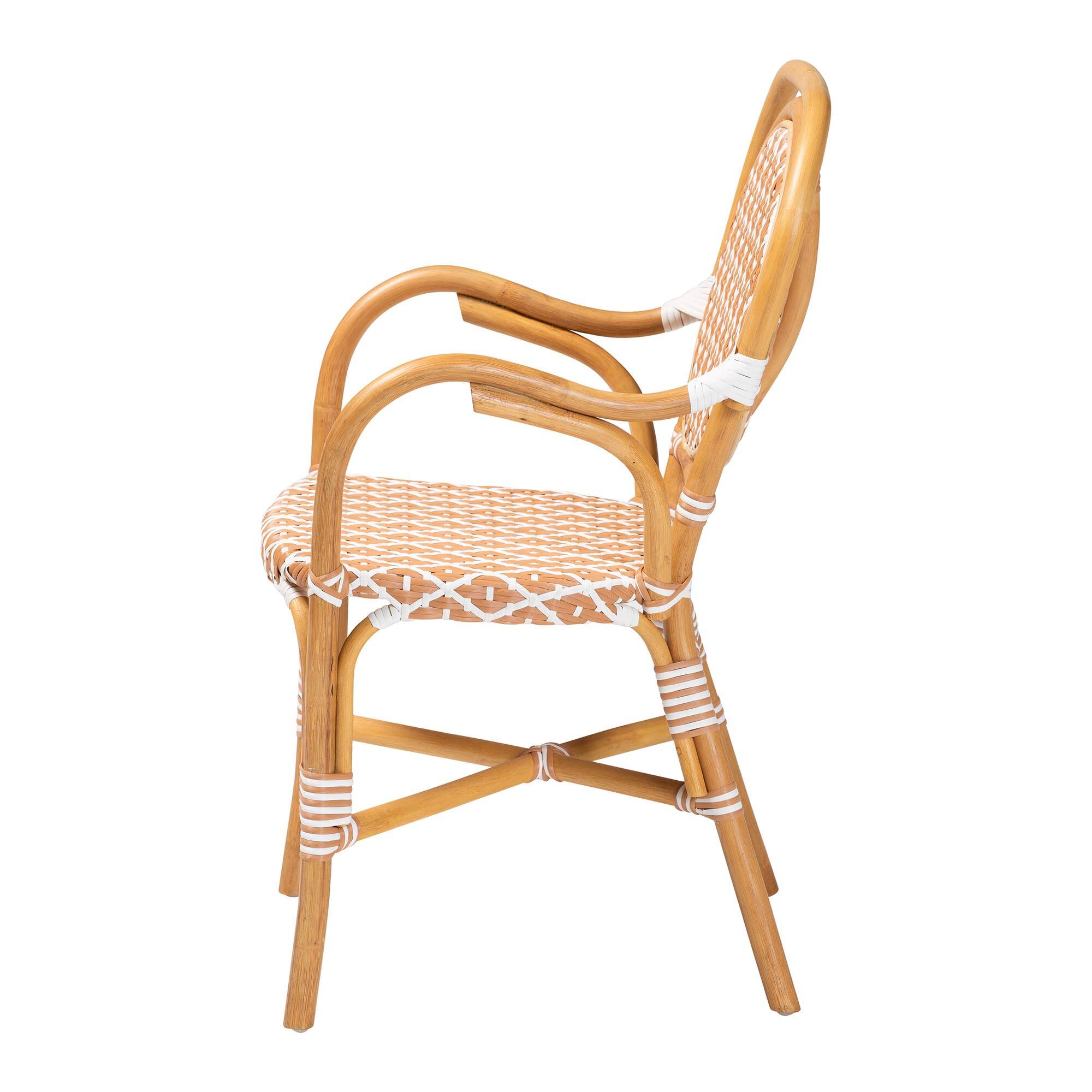 bali & pari Mattie Rattan Bistro Chair Cafe Style Dining Chair with ...