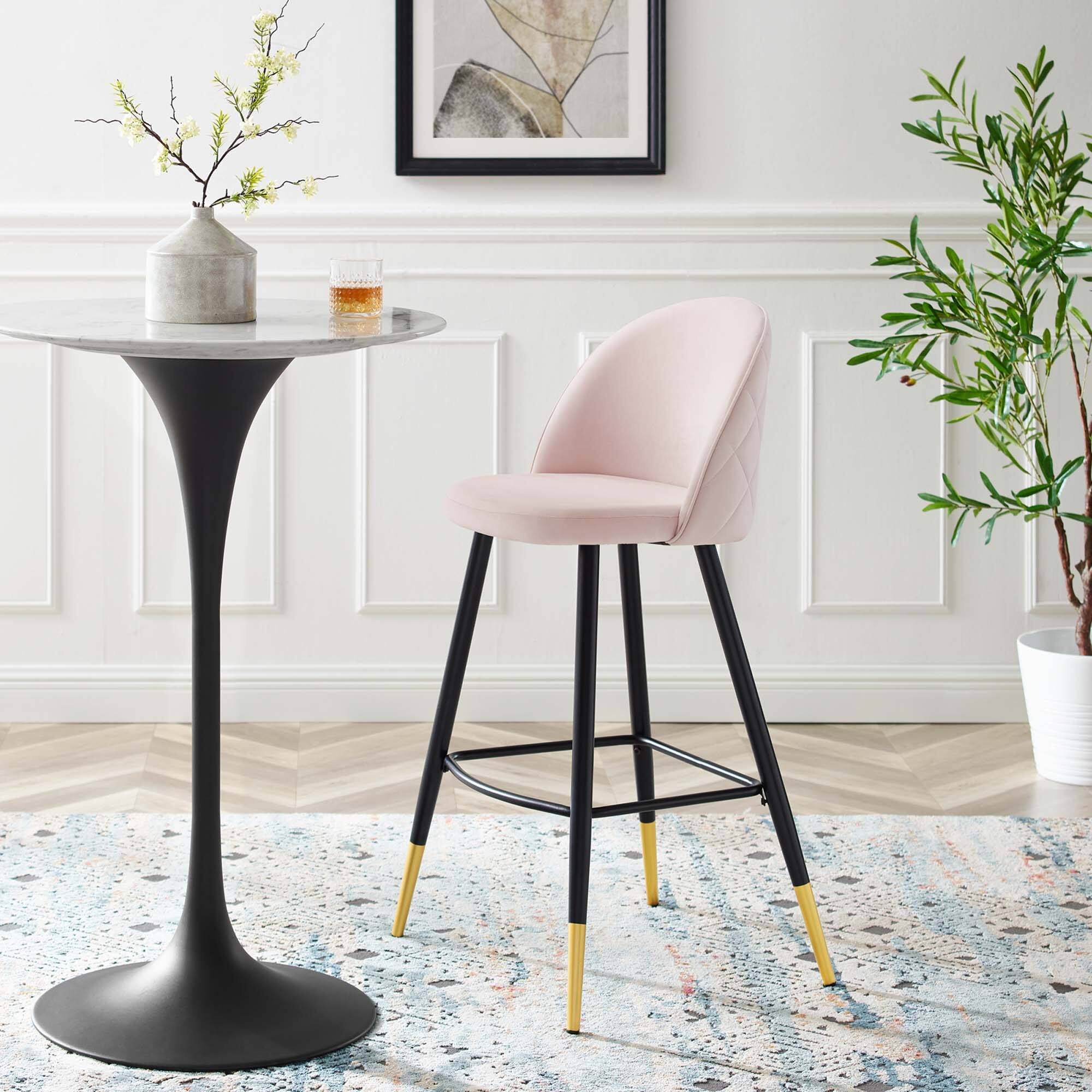 Cordial Performance Velvet Bar Stools Set of 2 by Modway Pink EEI-4527 ...