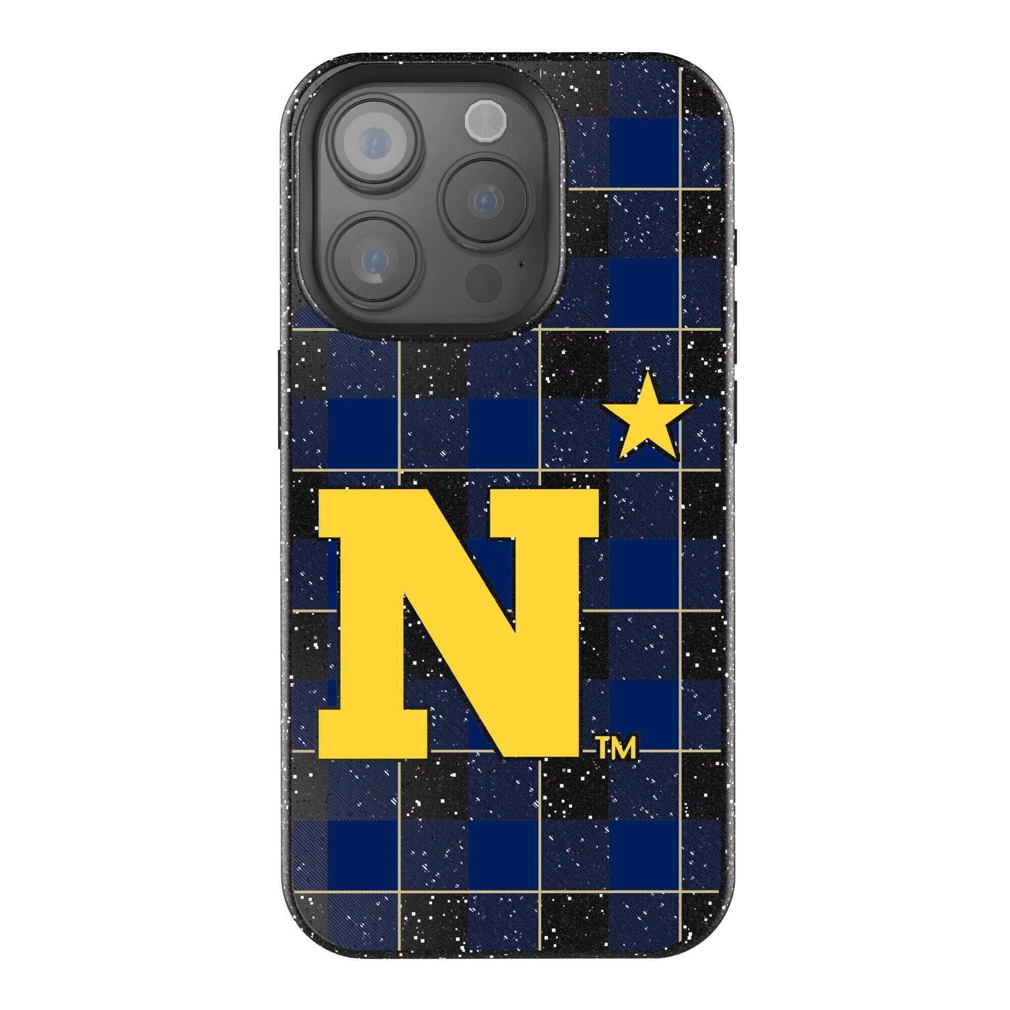 Keyscaper NCAA Navy Midshipmen Plaid Bling iPhone Case 14 Plus Black ...