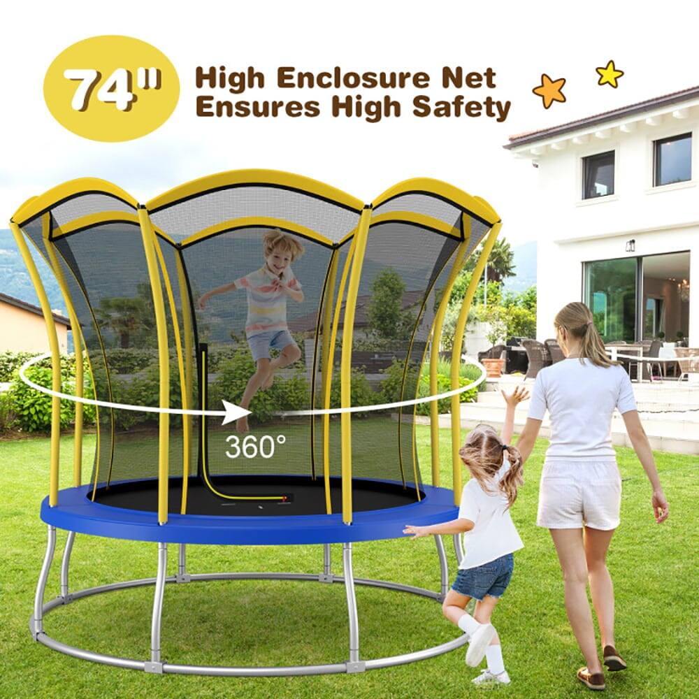 Pefilos 8 Feet Outdoor Unique Flower Shape Trampoline with Enclosure ...