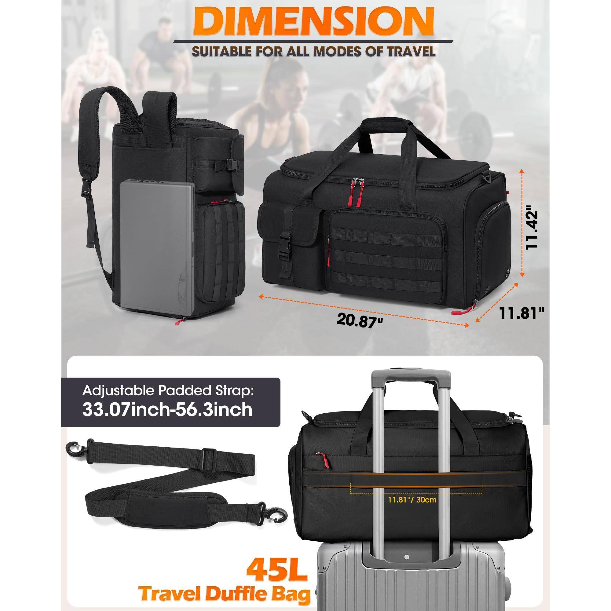 Cozy Serene Gym Bag For Men 45l Sports Travel Duffel With Shoe Laptop ...