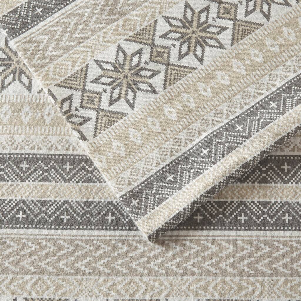 Gracie Mills Persephone Cotton Flannel Sheet Set Gray/Taupe Nordic 9150 ...