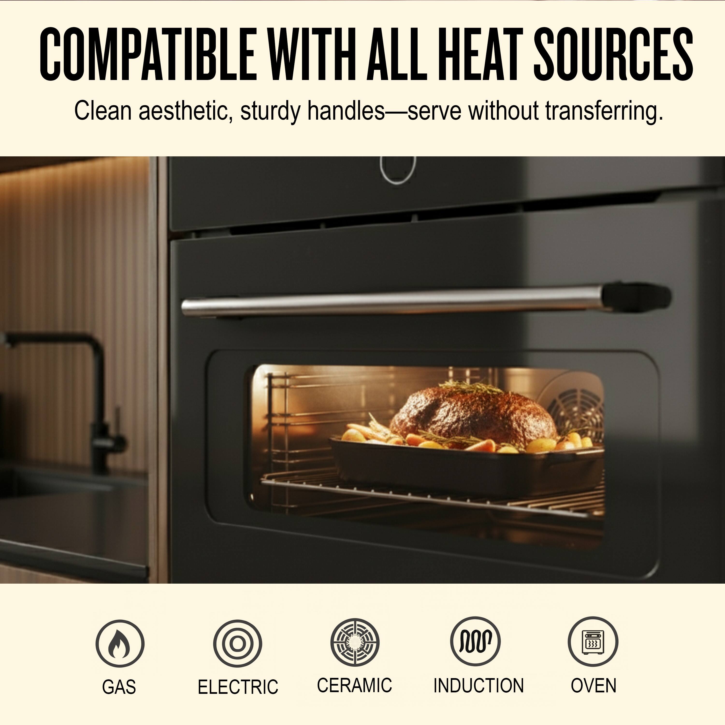 Alva Nori Enameled Cast Iron Roasting Pan 12x8" Nonstick, Oven Safe and ...