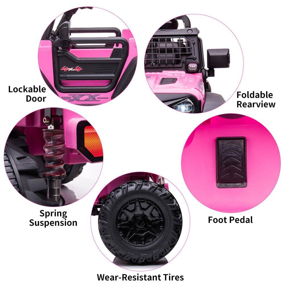 Jojoka 24V 9Ah 2 Seaters Kids Ride On Truck with Remote Control, 20" Large Seat + 15.5" Large ...