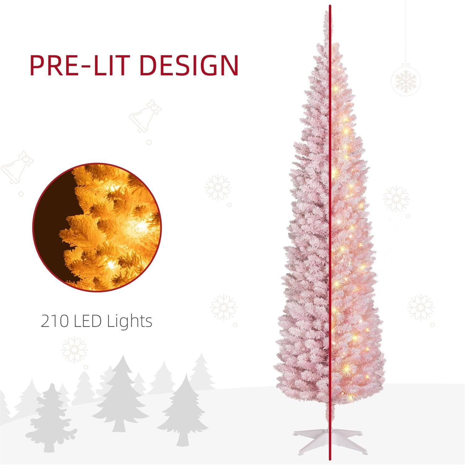 Pefilos 7ft Tall Artificial Pencil Christmas Tree with Slim Snow ...