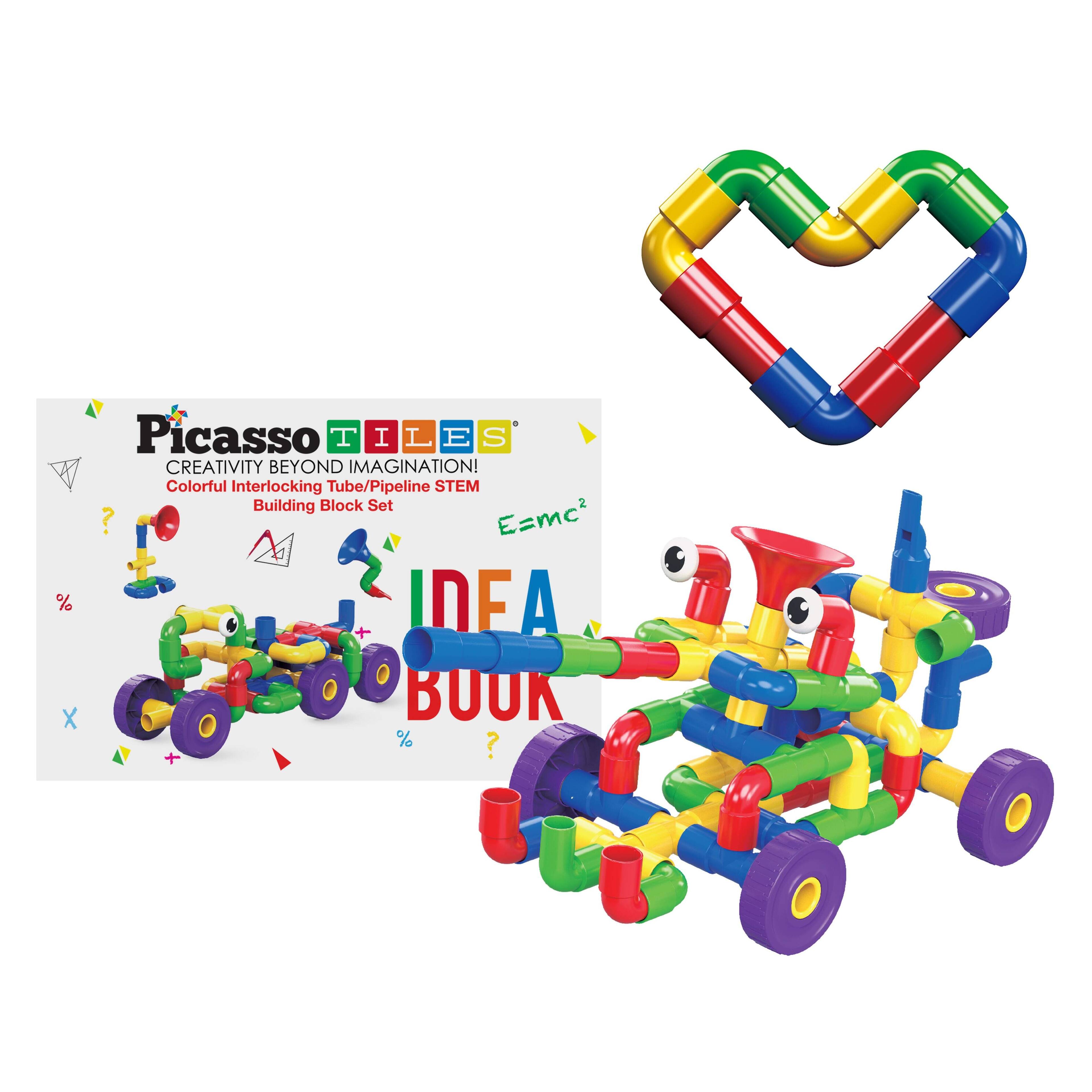 PicassoTiles PICASSO TILES Pipe Tube for Kids, 136PCS Wheel ...
