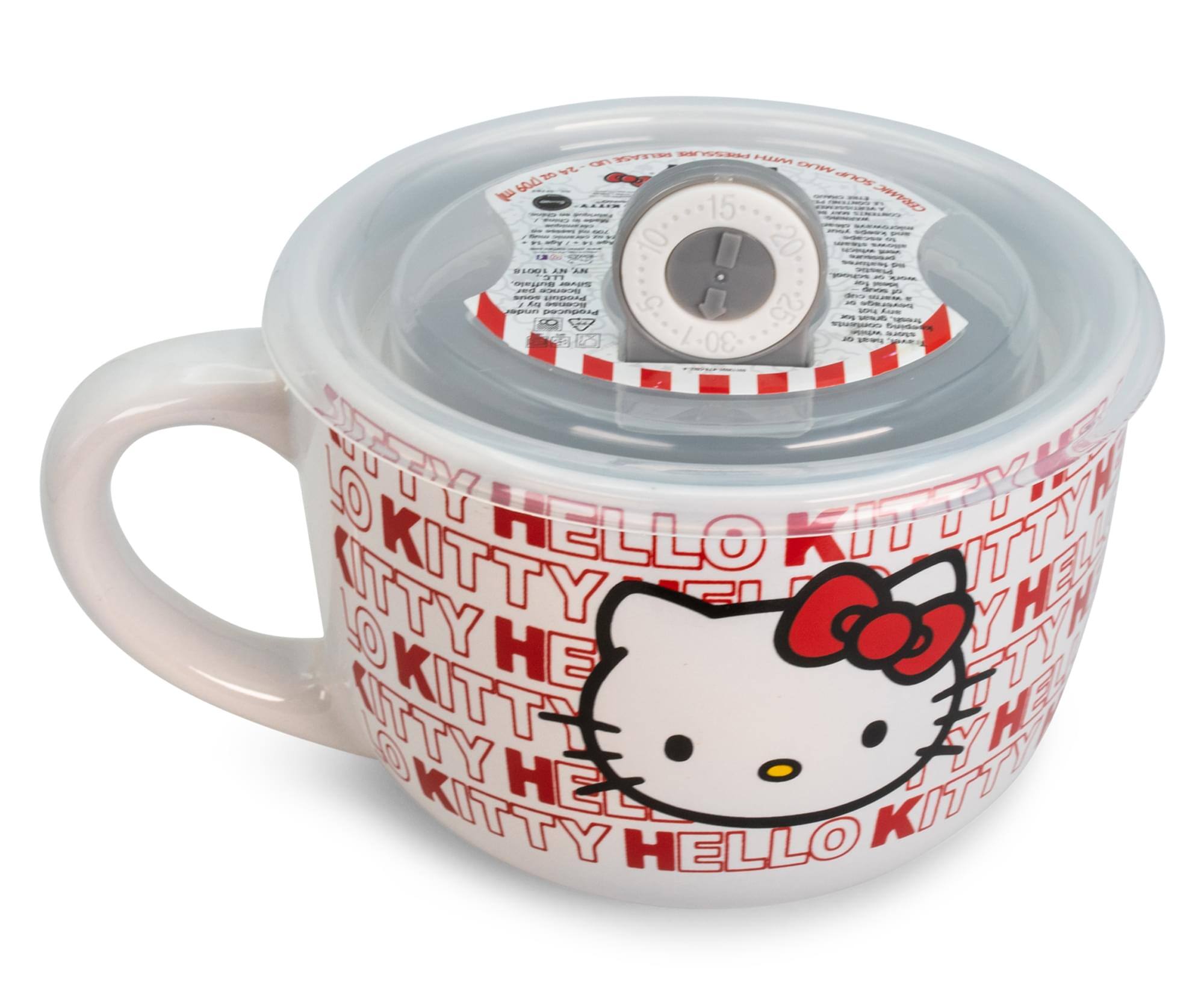 Silver Buffalo Sanrio Hello Kitty Ceramic Soup Mug with Lid | Holds 24 ...