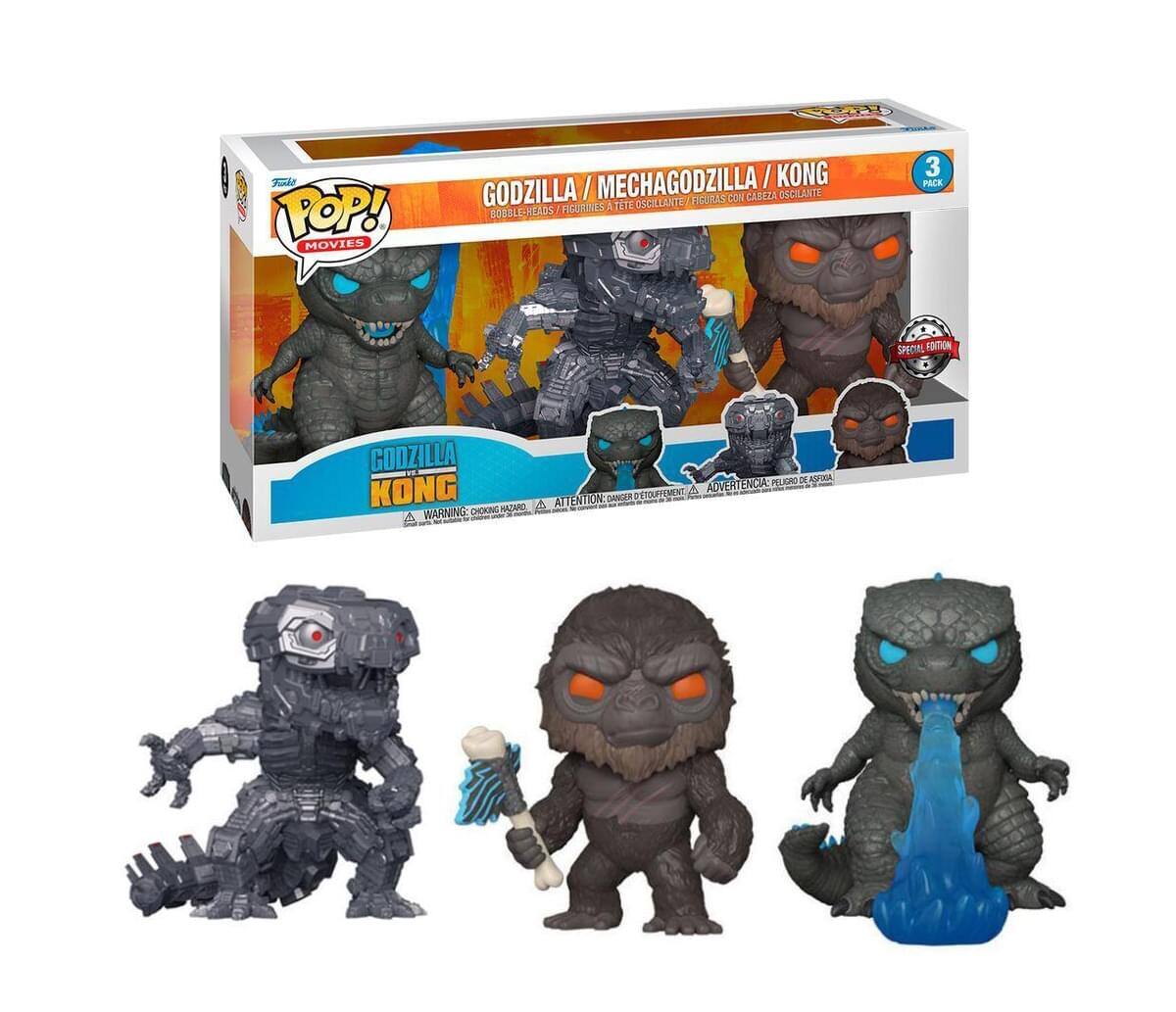 Godzilla vs Kong Funko POP 3 Pack | Godzilla | Mechagodzilla | Kong ...