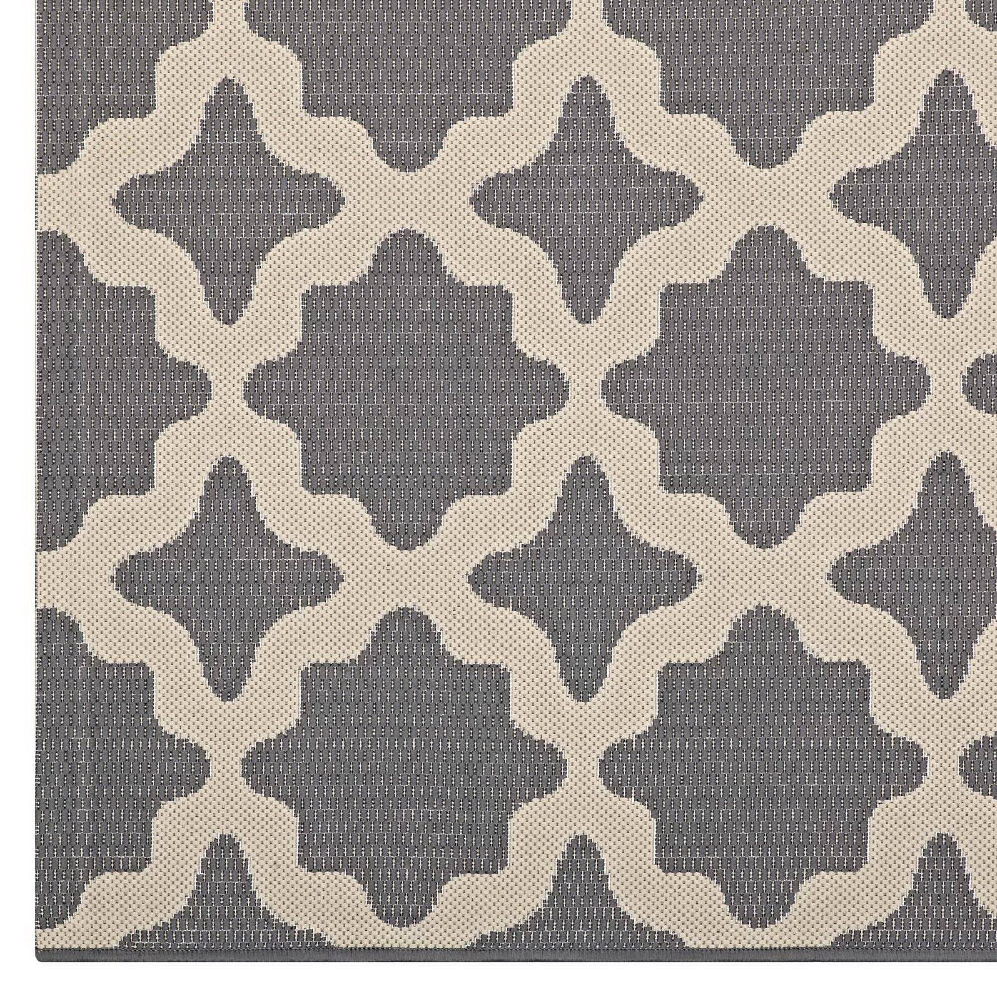 Modway Cerelia Moroccan Trellis Indoor and Outdoor Area Rug Gray and ...