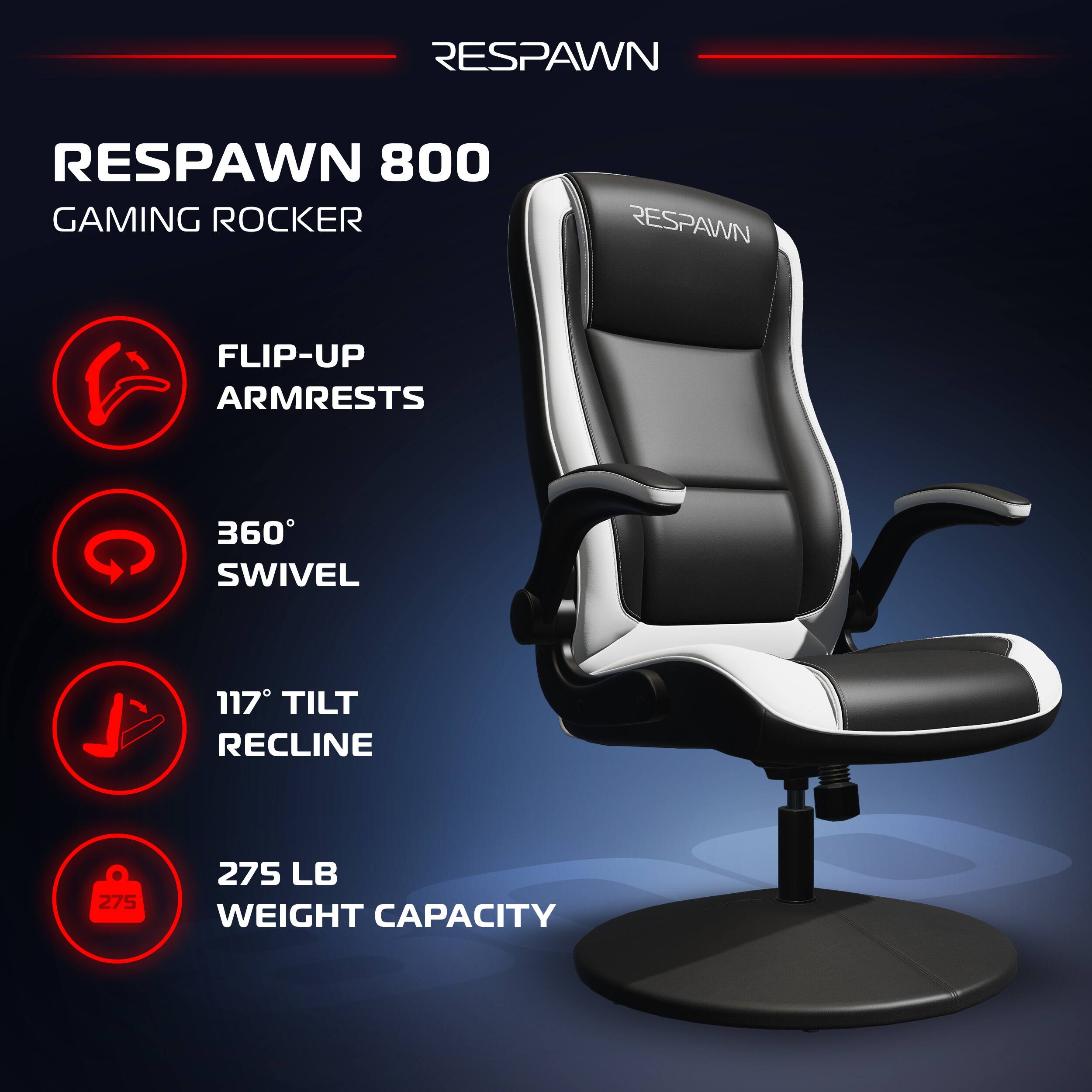 Respawn Products RESPAWN 800 Floor Gaming Chair with Swivel Base, High Back Recliner Rocker for ...