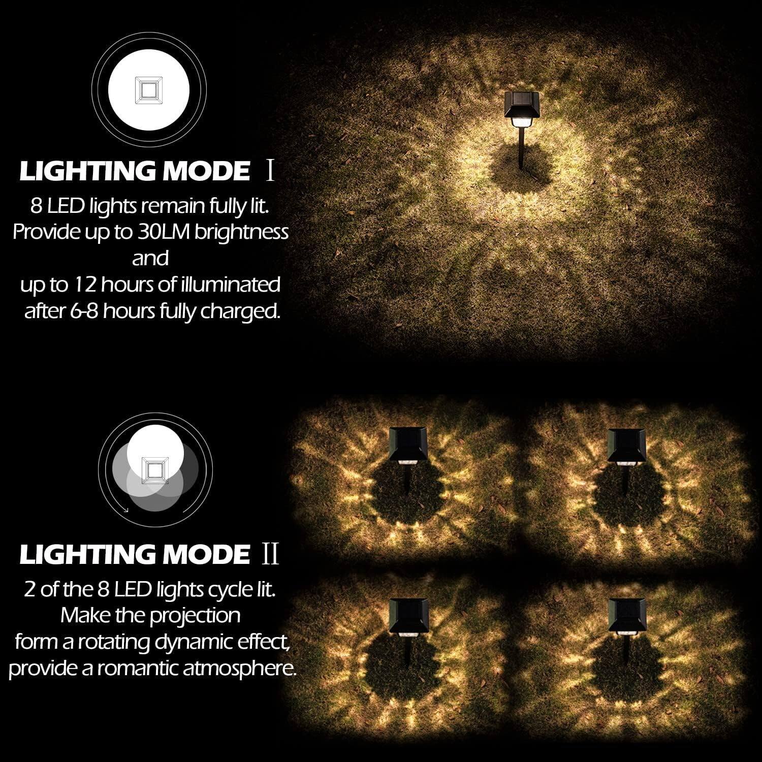 MOSZAR LLC Waterproof Outdoor Glass Metal Solar Pathway Lights with Two ...