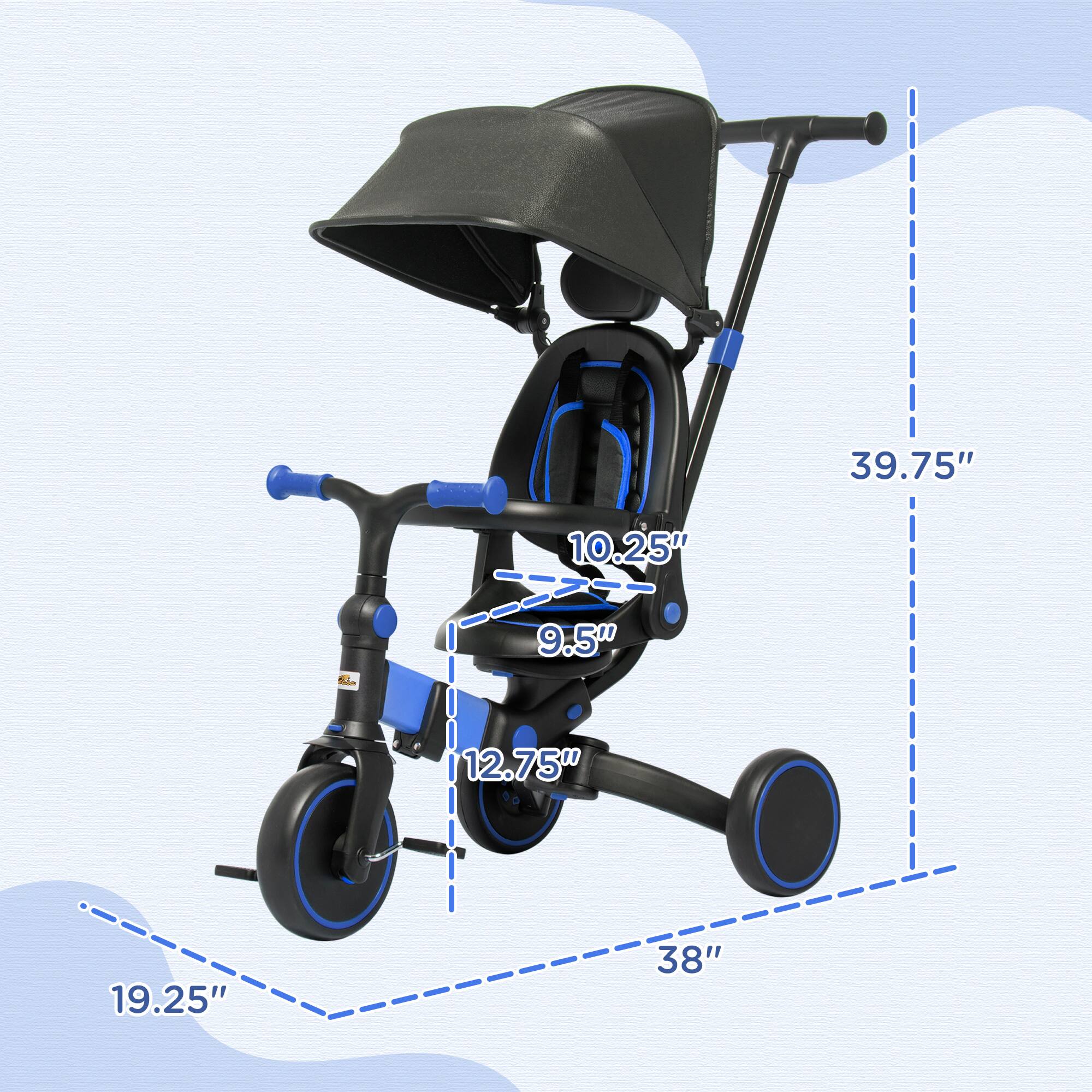 Qaba 3 in 1 Toddler Trike, Push Tricycle, Balance Bike, Adjustable ...
