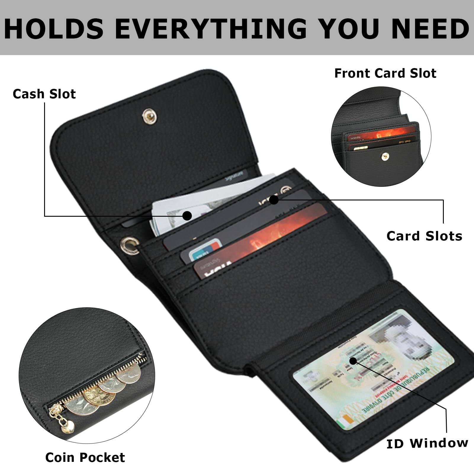 Jadie Link Small Rfid Wallet Women Slim Keychain Tri fold Credit Card ...