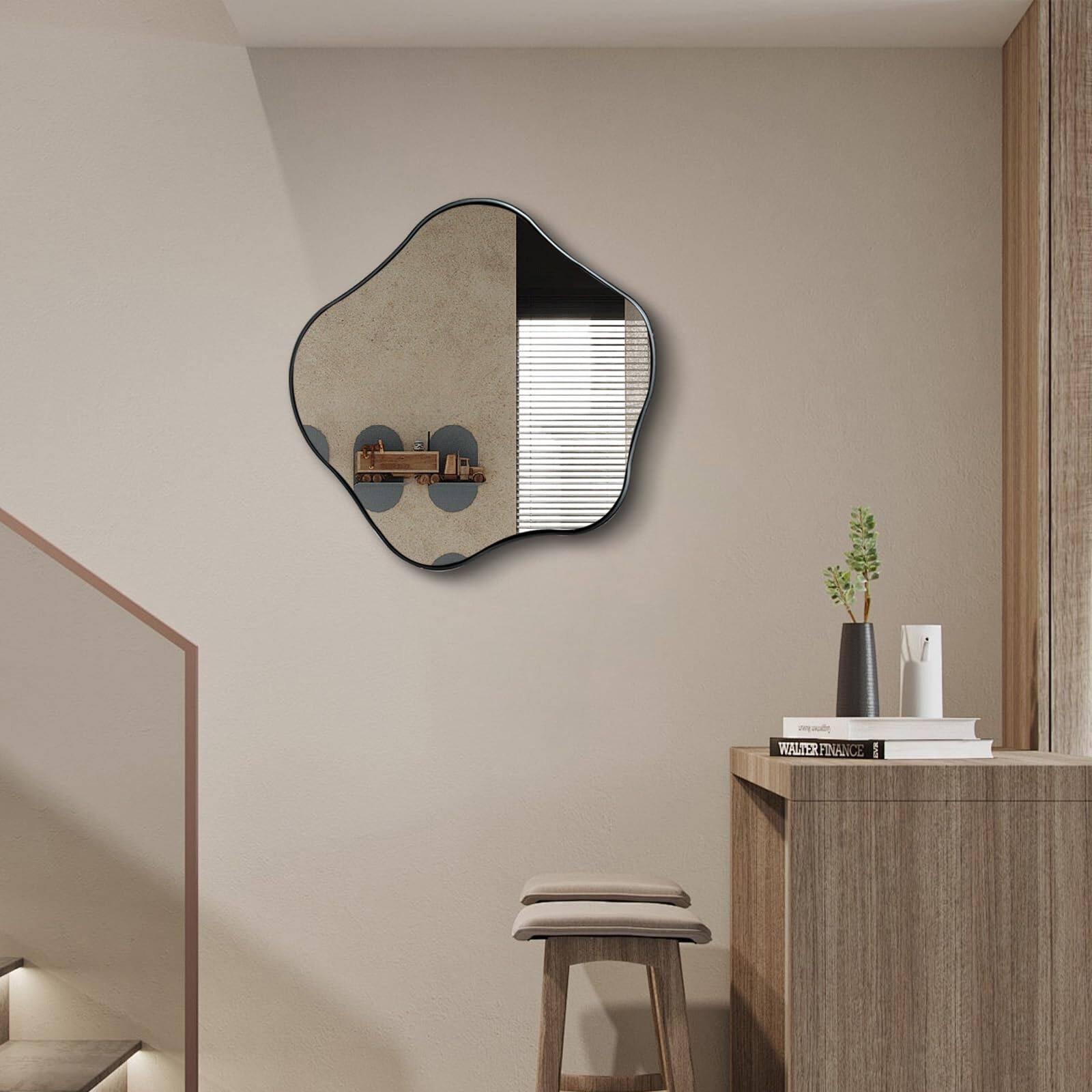 Comfort Essence Irregular Shaped Mirror 20" Asymmetrical Wall Round ...